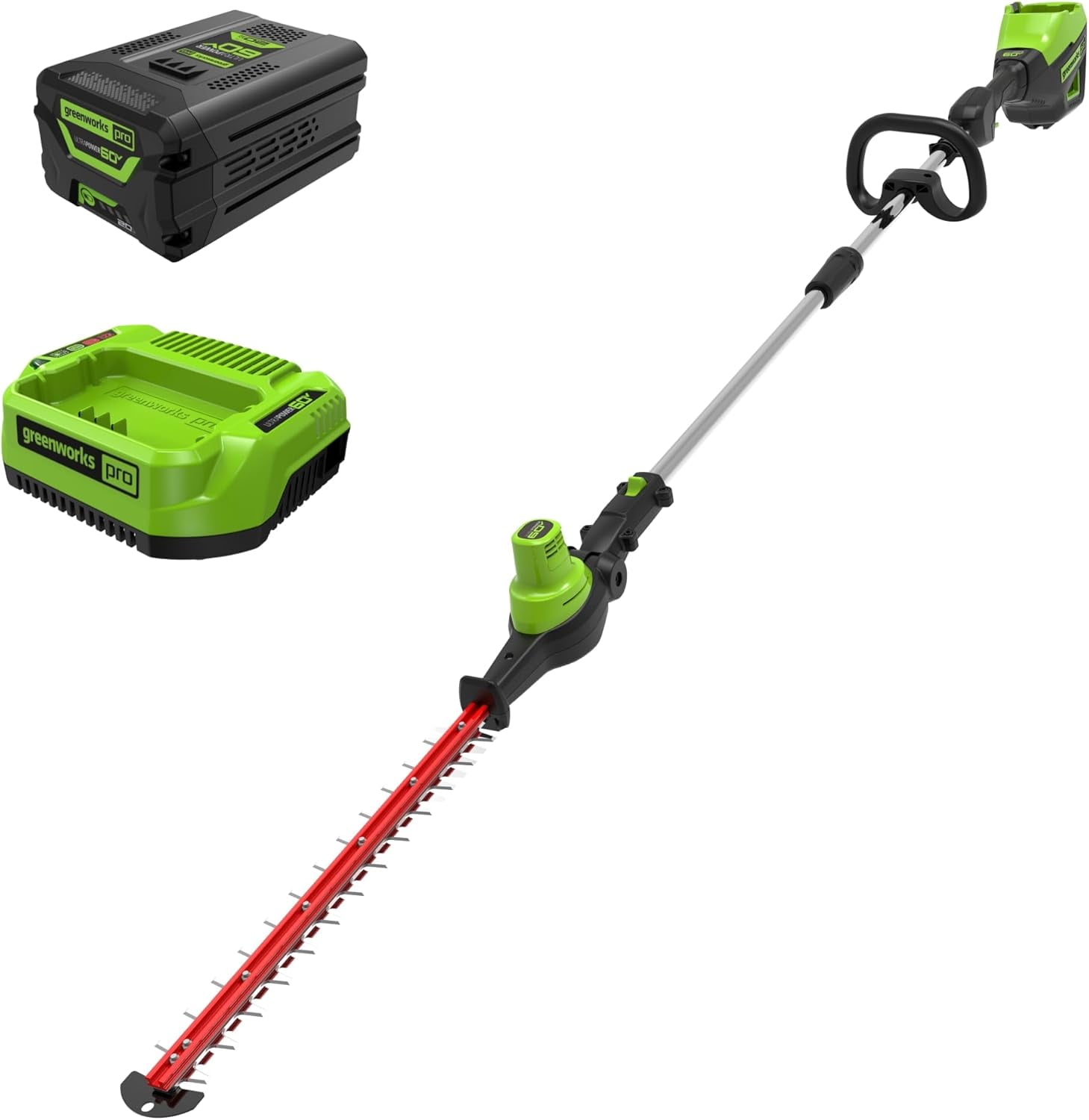 Greenworks 60V 20" Brushless Cordless Battery Powered Pole Hedge ...