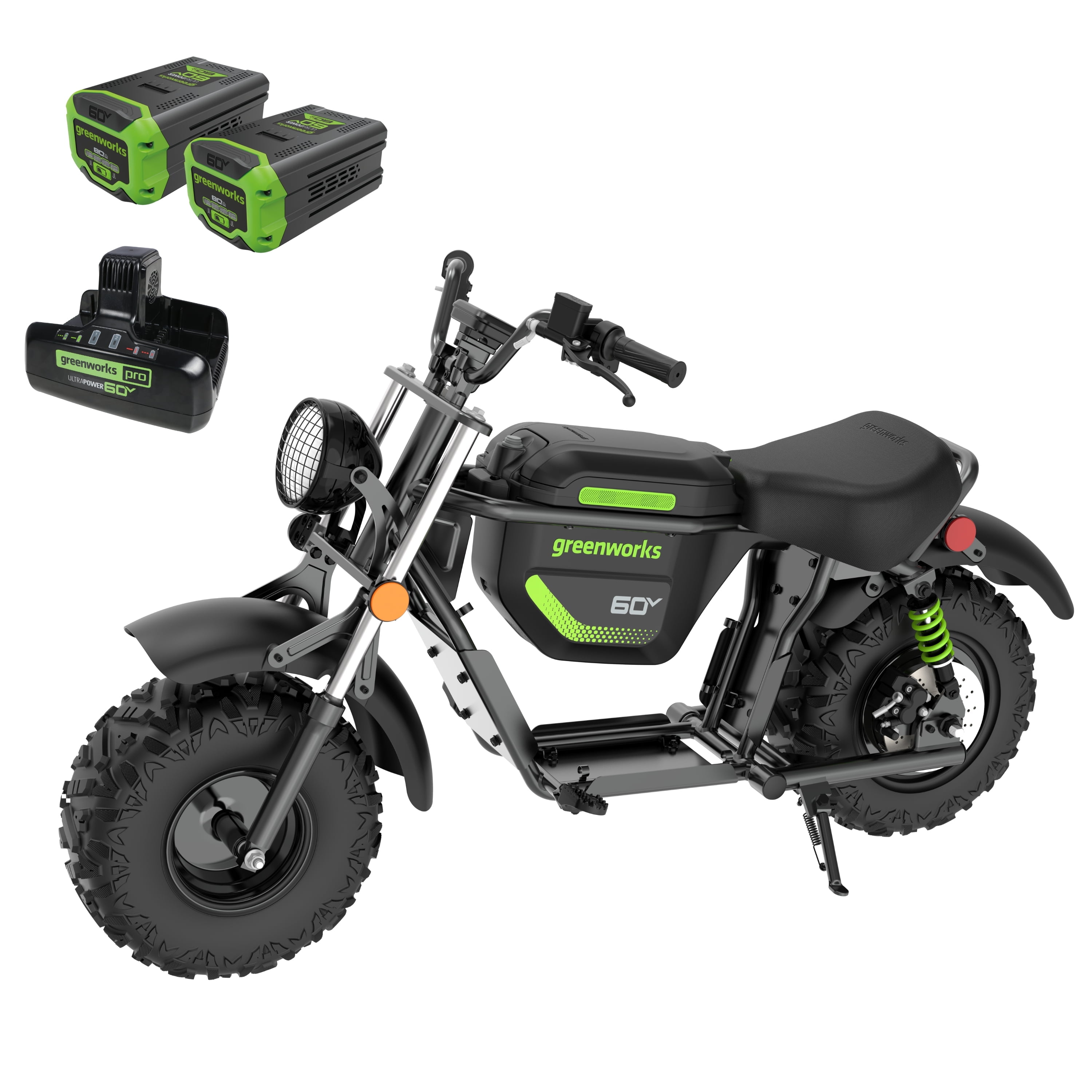 Greenworks 60V Electric Mini Bike for Aduatwith (2) 8.0Ah Battery & 10A ...