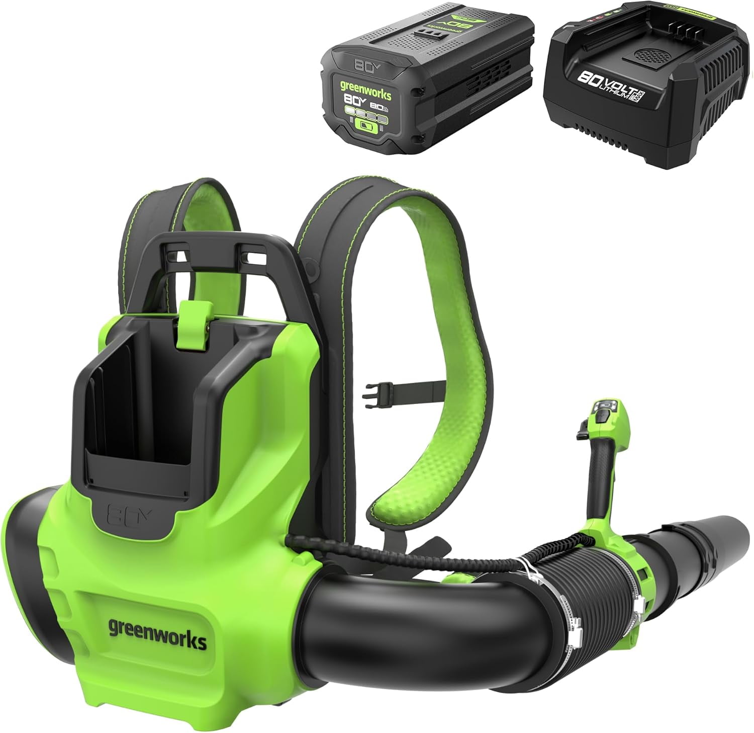 Greenworks 80V Backpack Leaf Blower - 750 CFM/180 MPH Brushless Motor ...