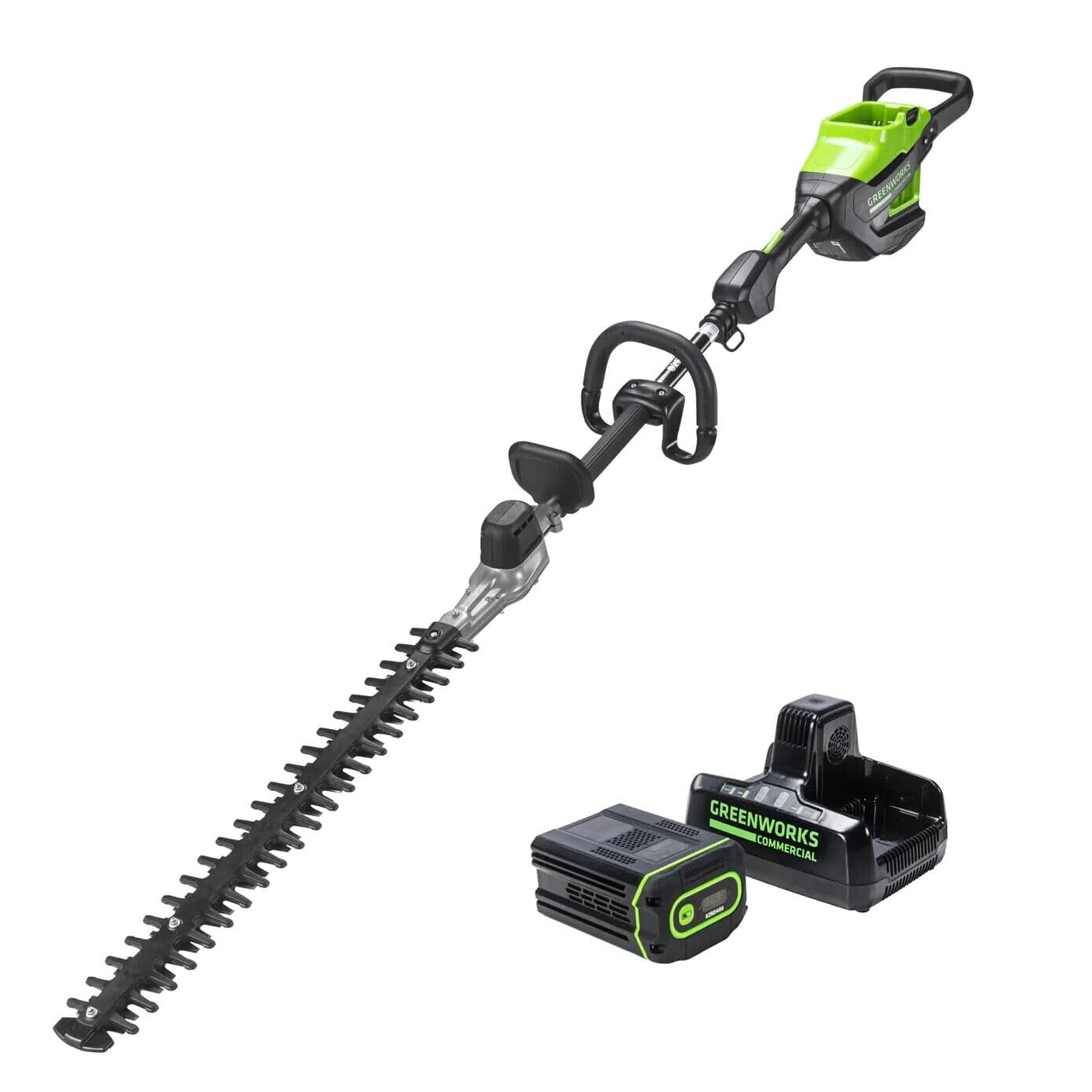 82V Short Pole Hedge Trimmer with 2.5 Ah Battery and Dual Port Charger ...