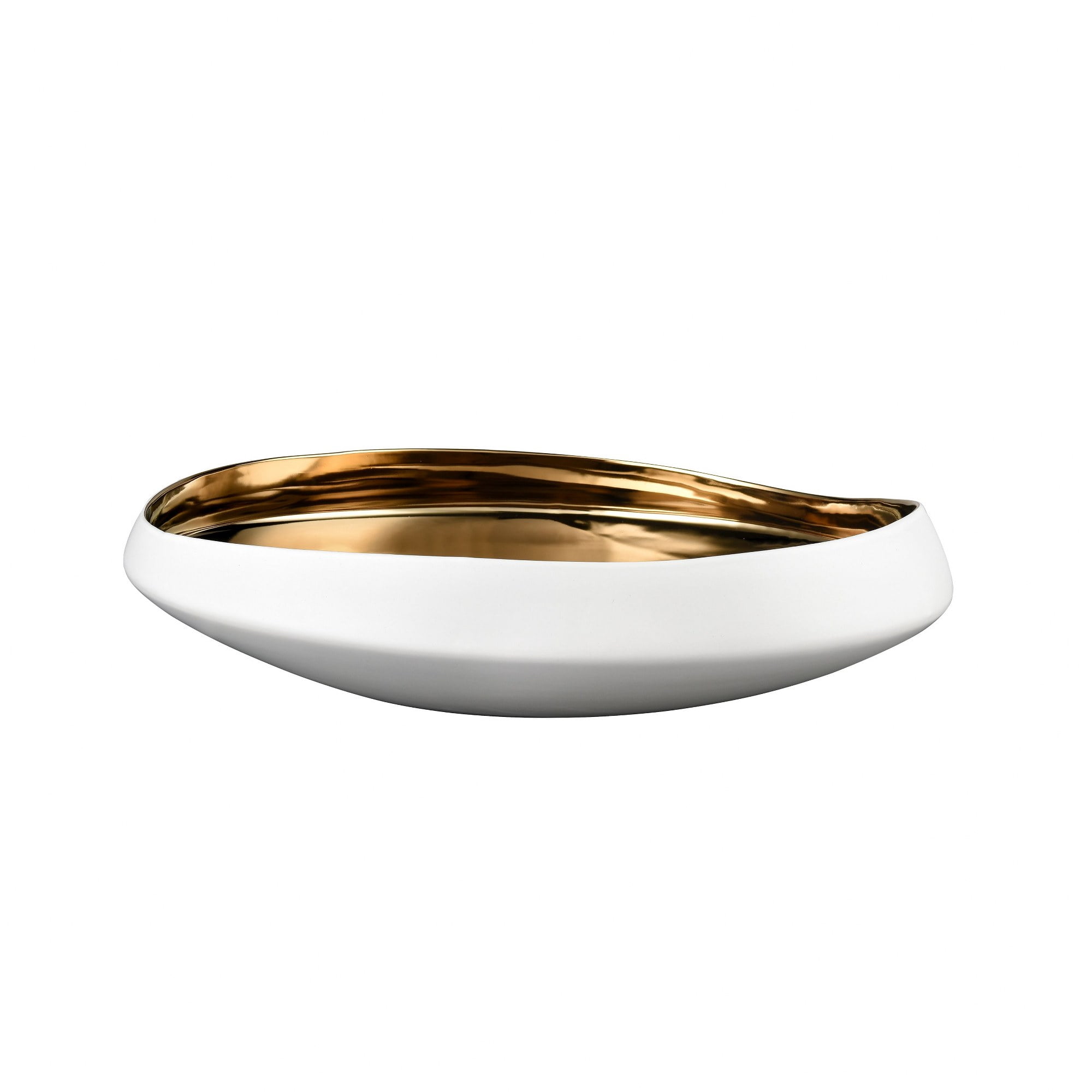 Greer Bowl - Low White and Gold Glazed - Walmart.com