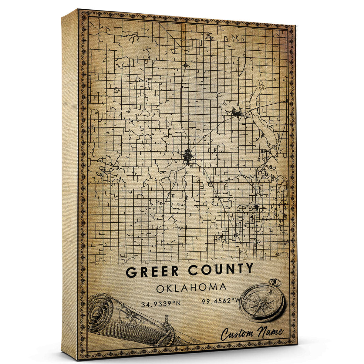 Greer county Map Poster, Wisconsin Map Art Poster, Canvas, Greer county ...