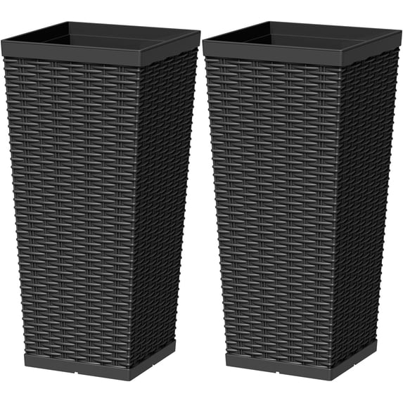 Greesum 23 Inch Tall Plastic Planters (Set of 2), Large Outdoor Flower ...