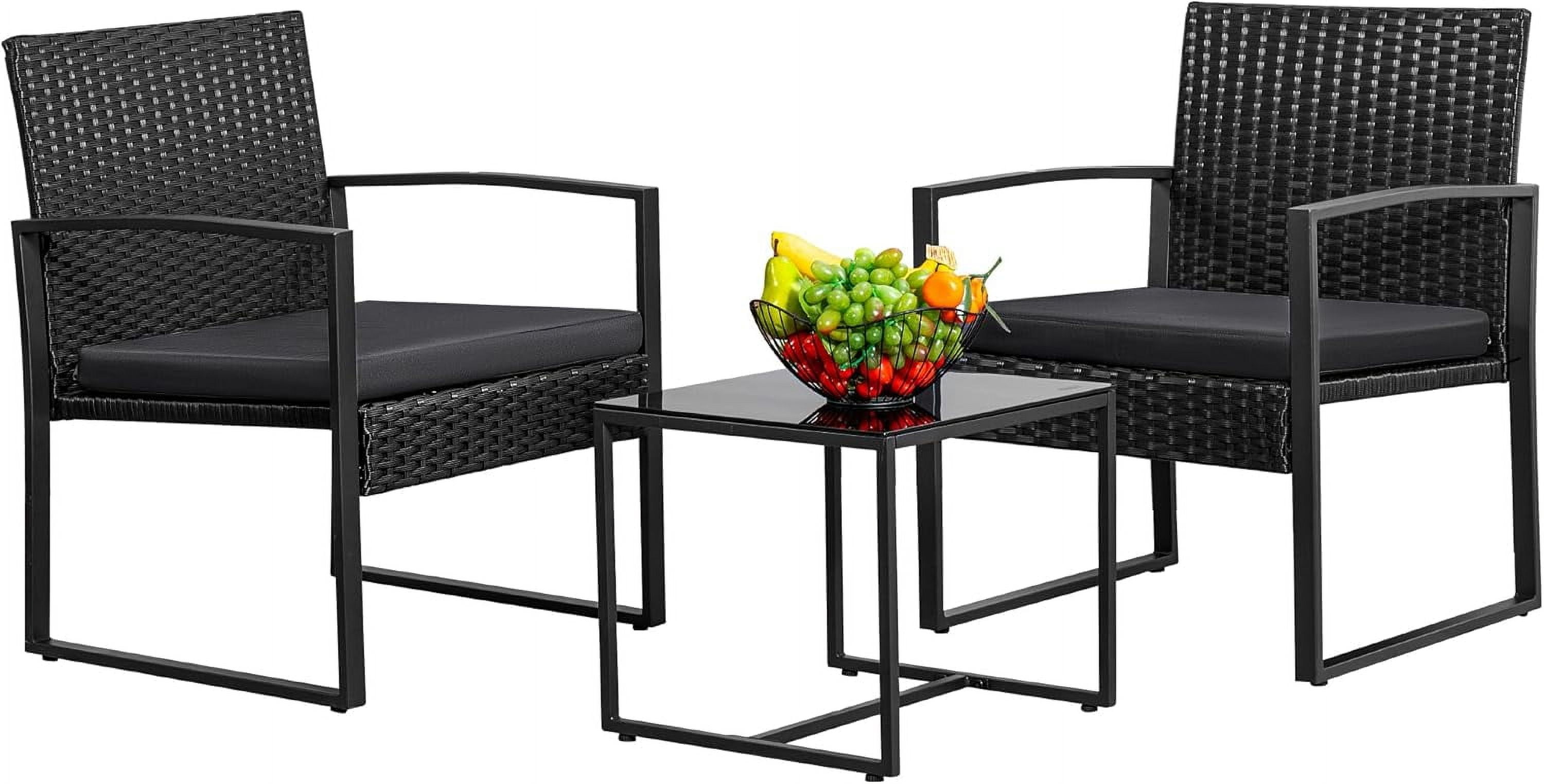 Greesum 3 Piece Wicker Conversation Bistro Sets Outdoor Patio Set ...