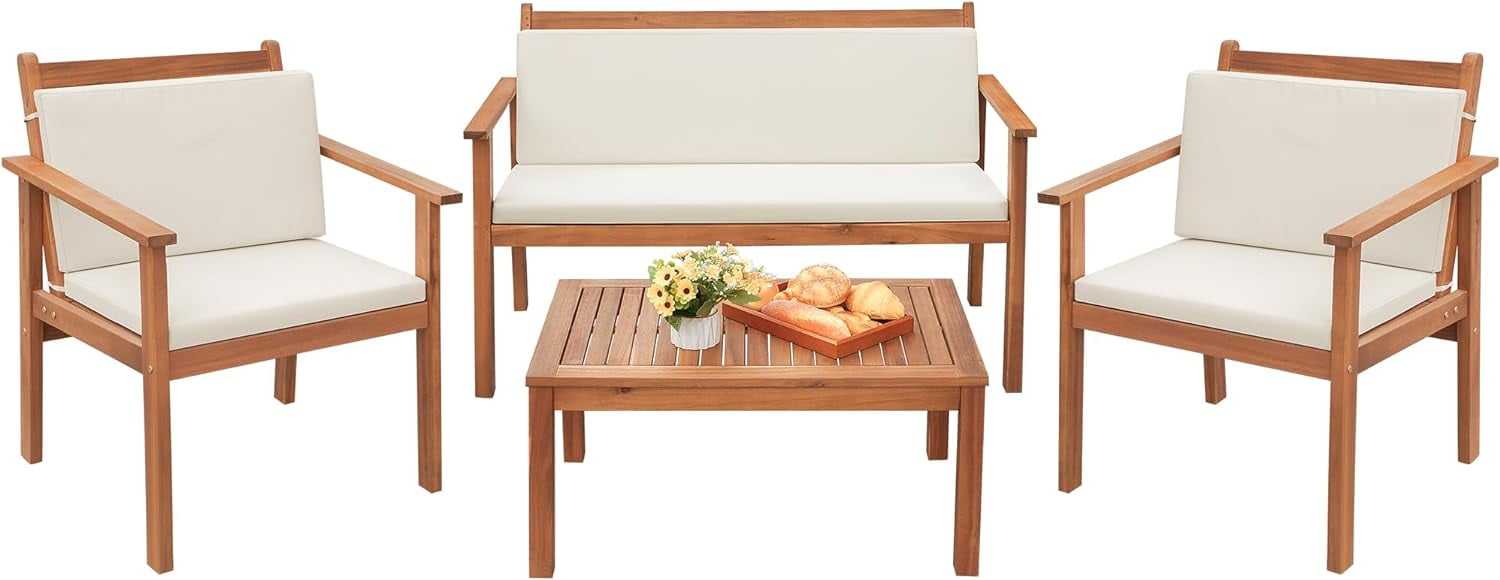 Greesum 4 Piece Patio Bistro Set Patio Furniture Outdoor Chat Table ...