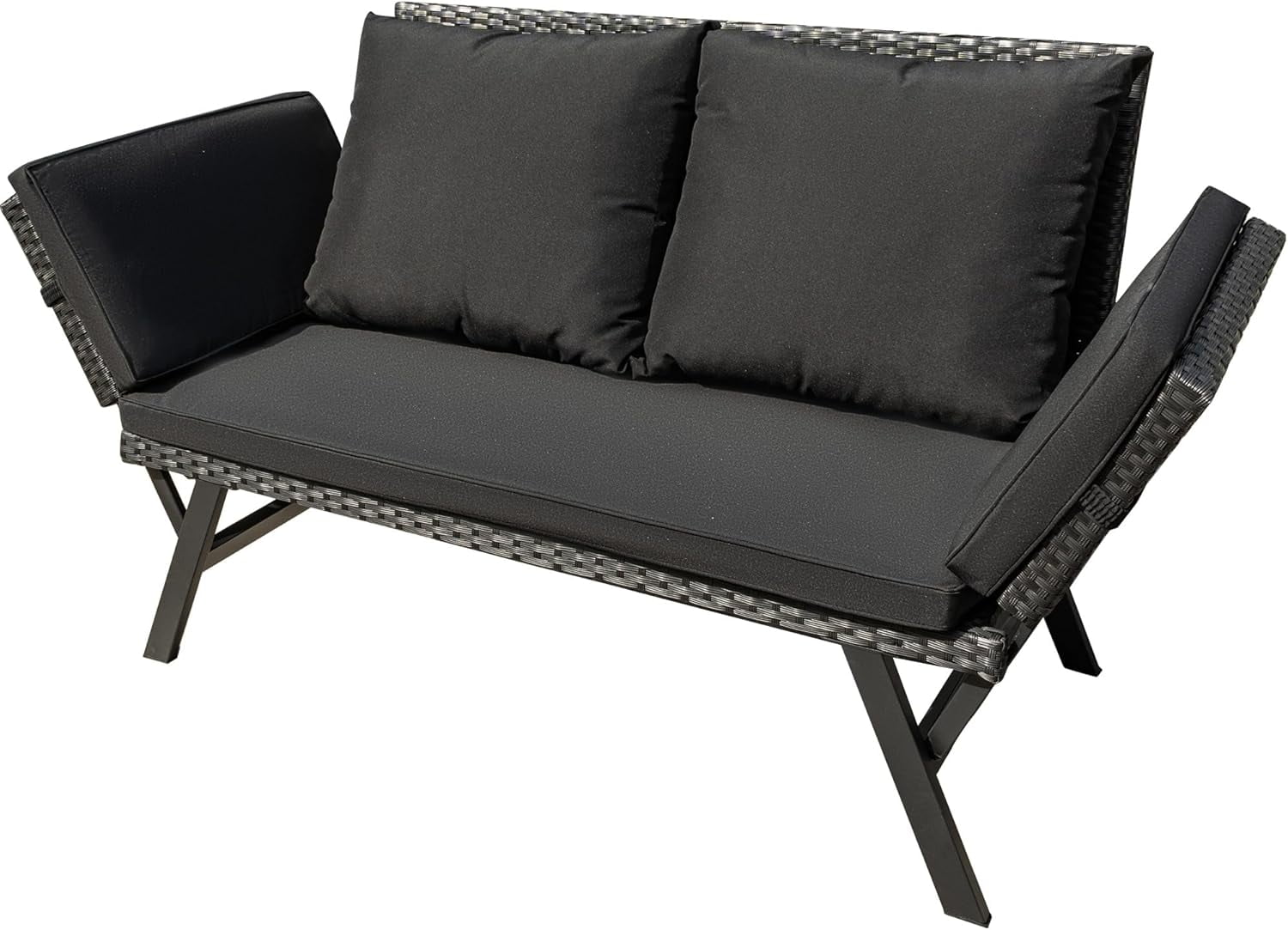 Greesum Outdoor Sofa, Woven Rattan Patio Furniture, Convertible Daybed ...