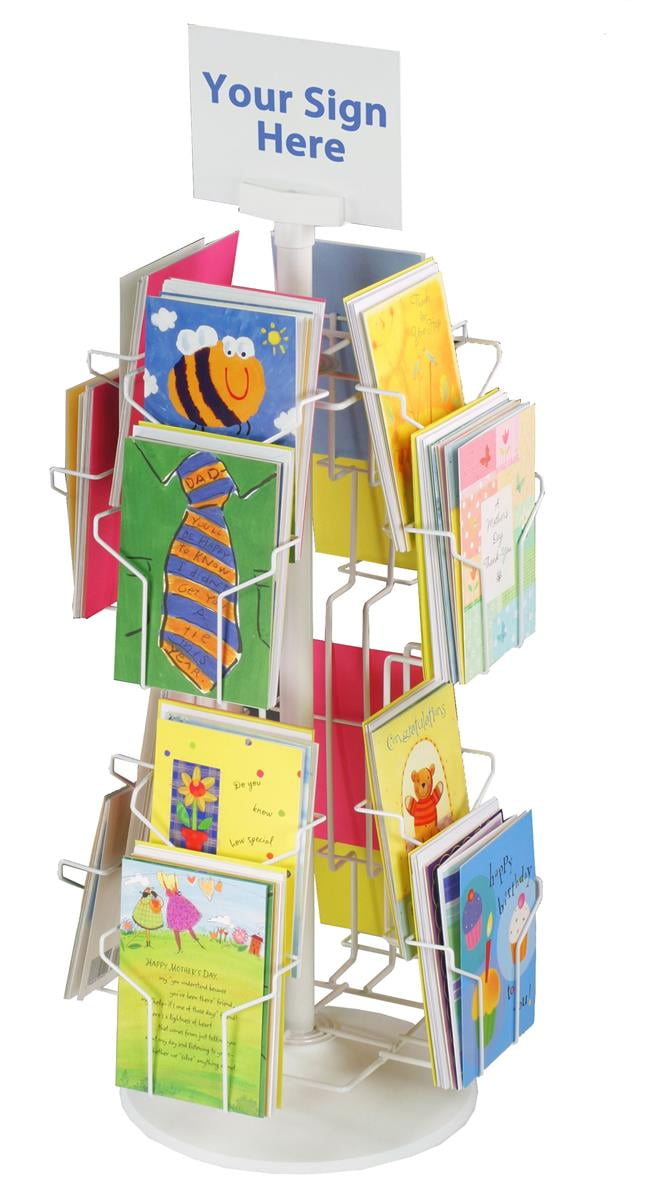 Greeting Card Display Rack with (16) 5 x 7 Tiered Pockets for ...