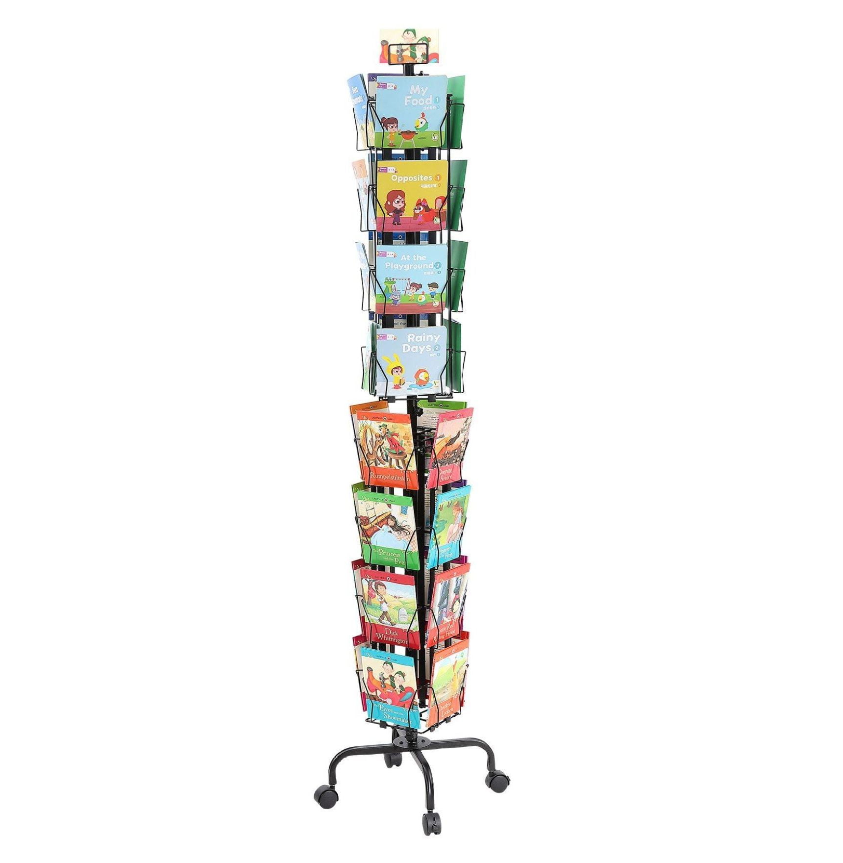 Greeting Card Display Rack 32 Pockets - Rotating Postcard Holder, 360° Spinning Brochure Stand ...