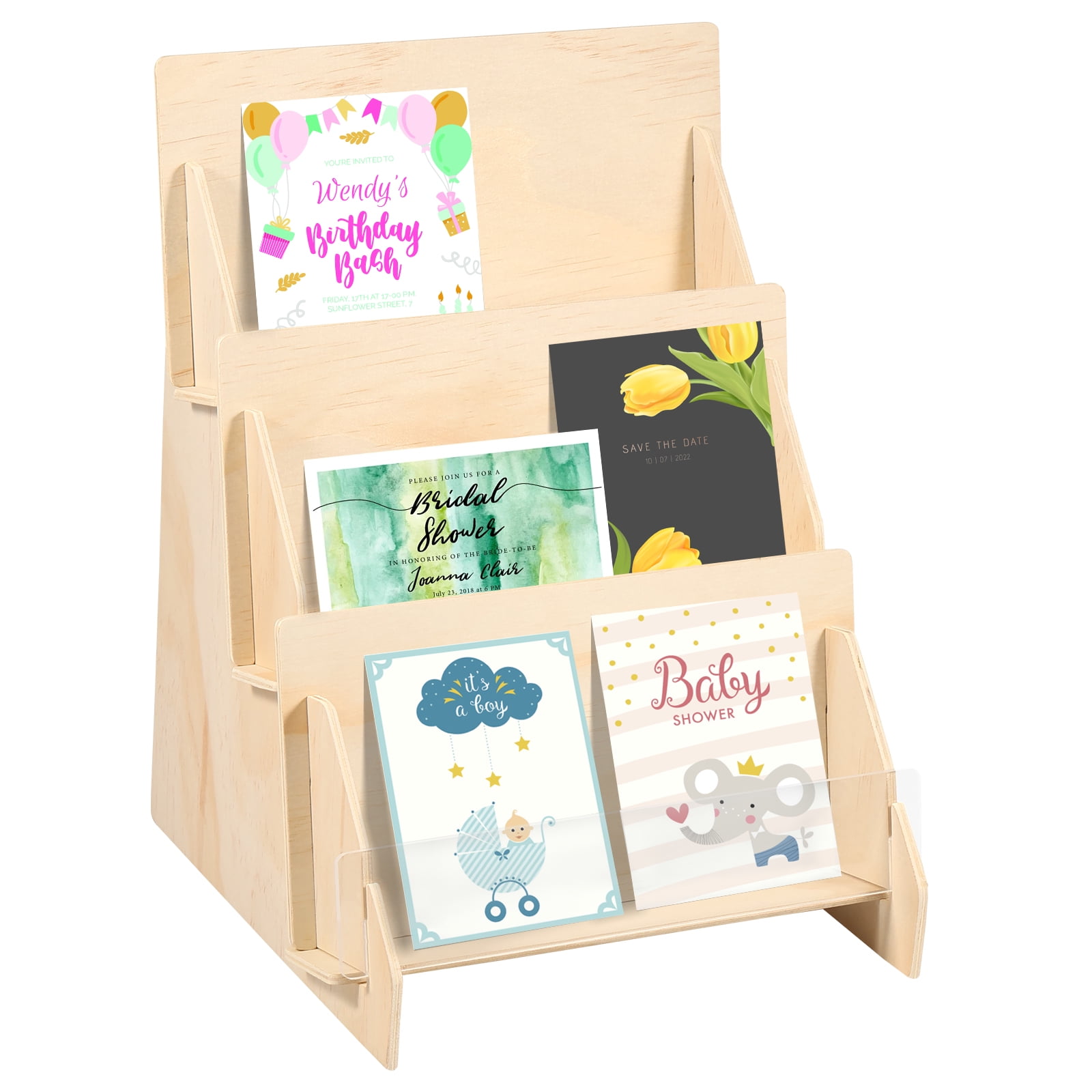 Greeting Card Display Stand 3 Tier Wooden Card Stand Multifunctional ...