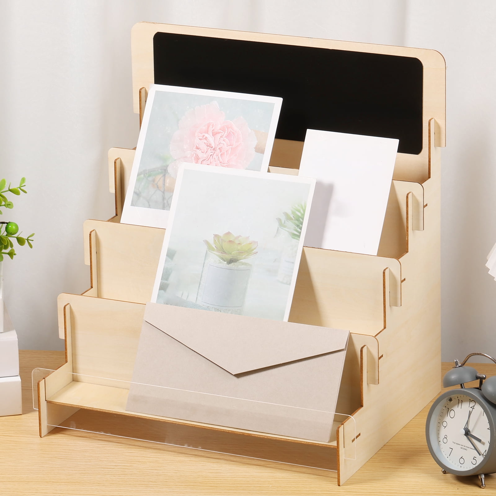 Greeting Card Display Stand 4 Tiers Wooden Greeting Card Organizer ...