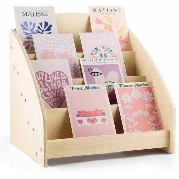 Greeting Card Display Stand Holder - 4-Tier Wooden Organizer Rack for ...