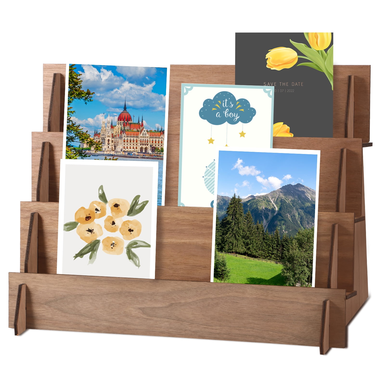 Greeting Card Display Stand Wood Postcard Display Stand 4 Layer ...