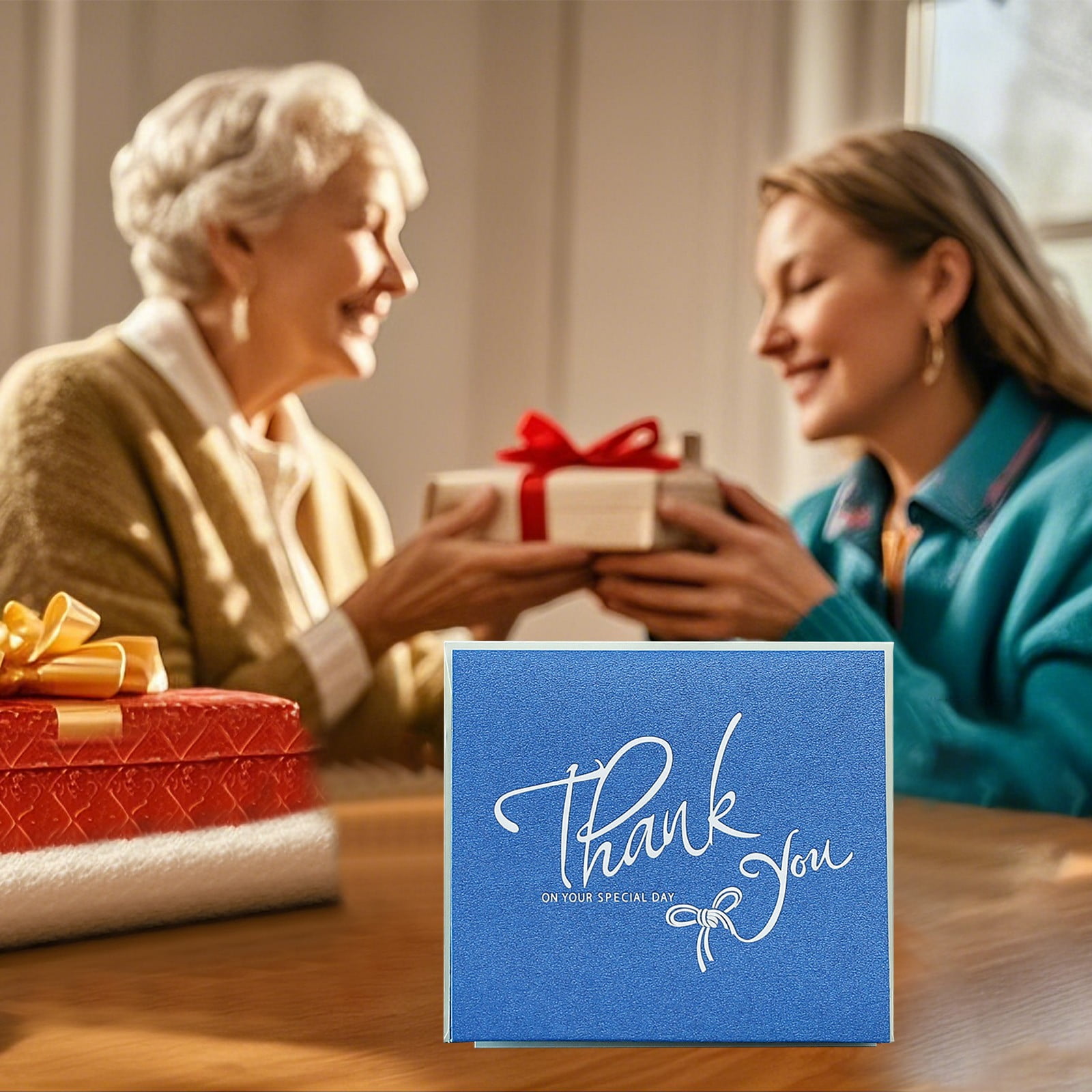 Greeting Card, Elegant Blue Thank You Card for Parents, Handwritten ...