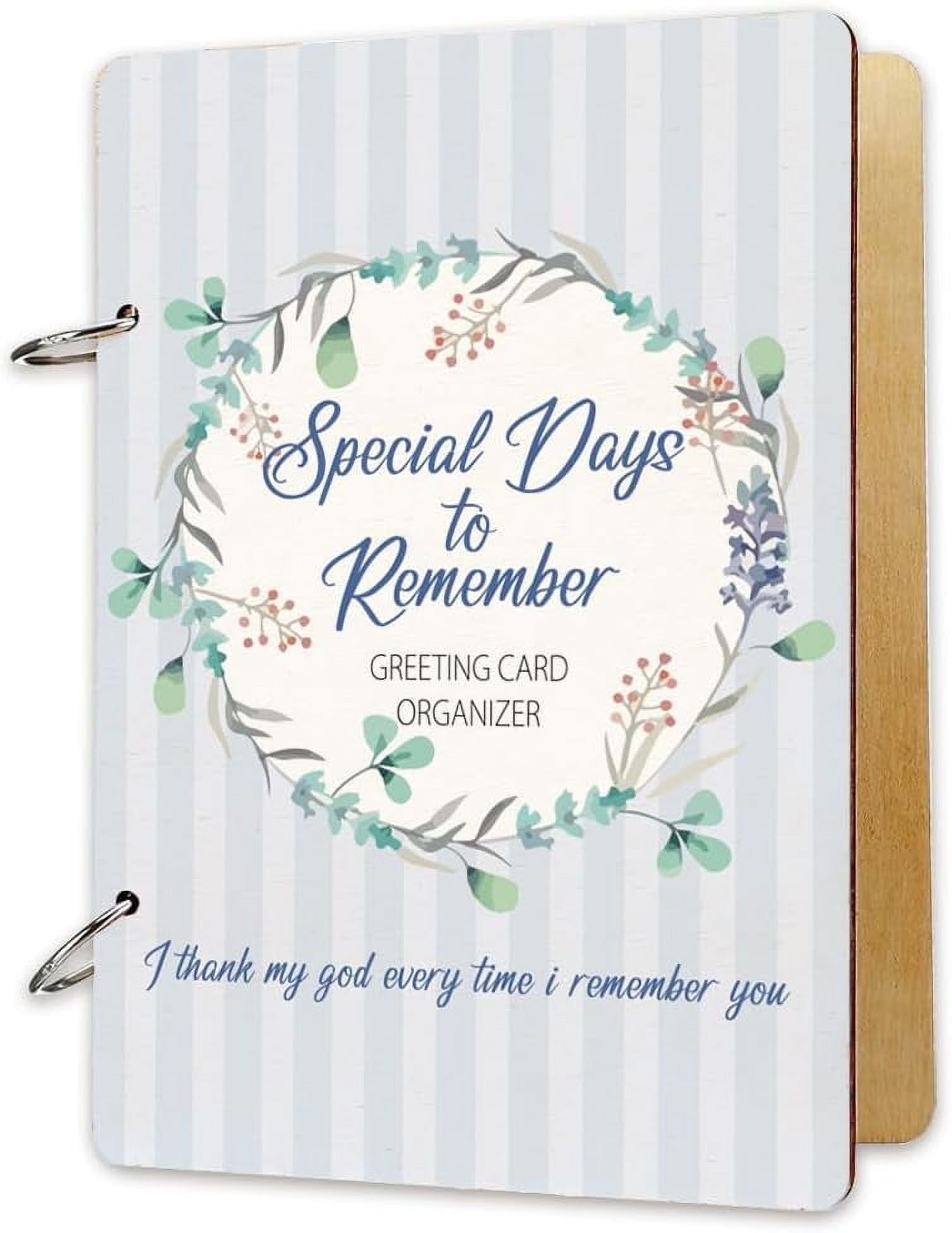 Greeting Card Organizer Special Days to Remember Wooden Loose Leaf ...