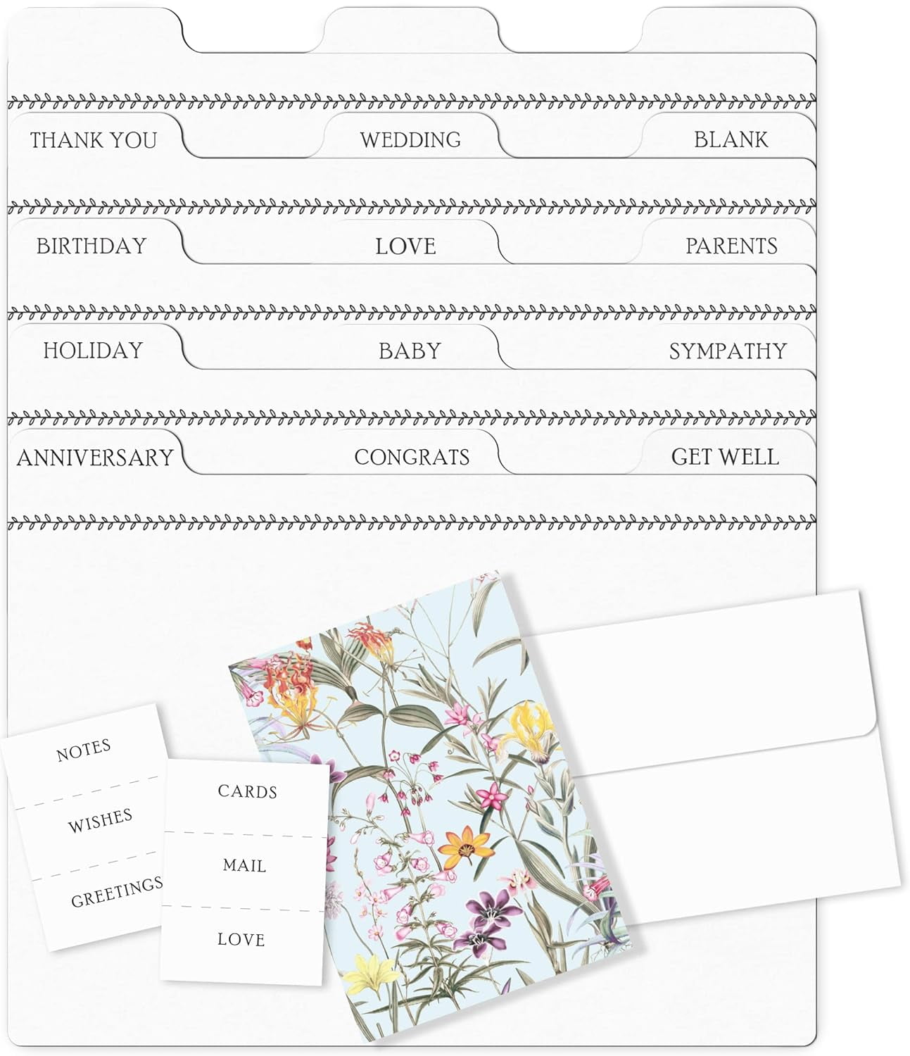 Greeting Card Organizer Tabbed Dividers Set of 15 Double-Sided Dividers ...
