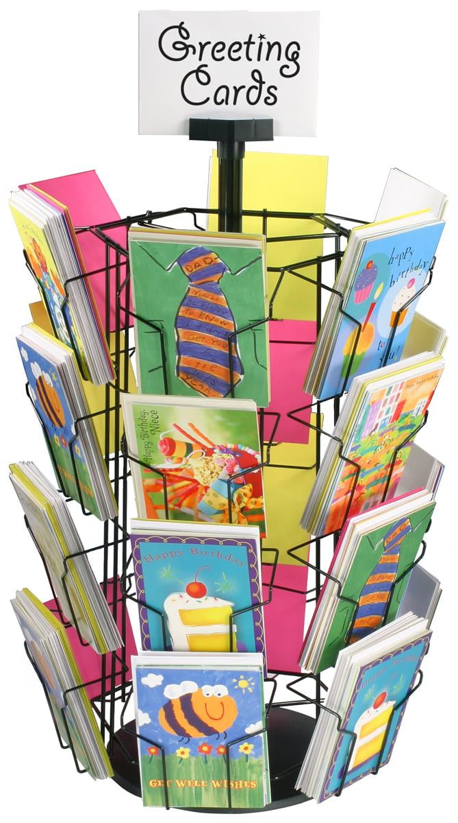 Displays2go Greeting Card Racks, 24 Pockets, 29 in Tall, 11 in Base ...