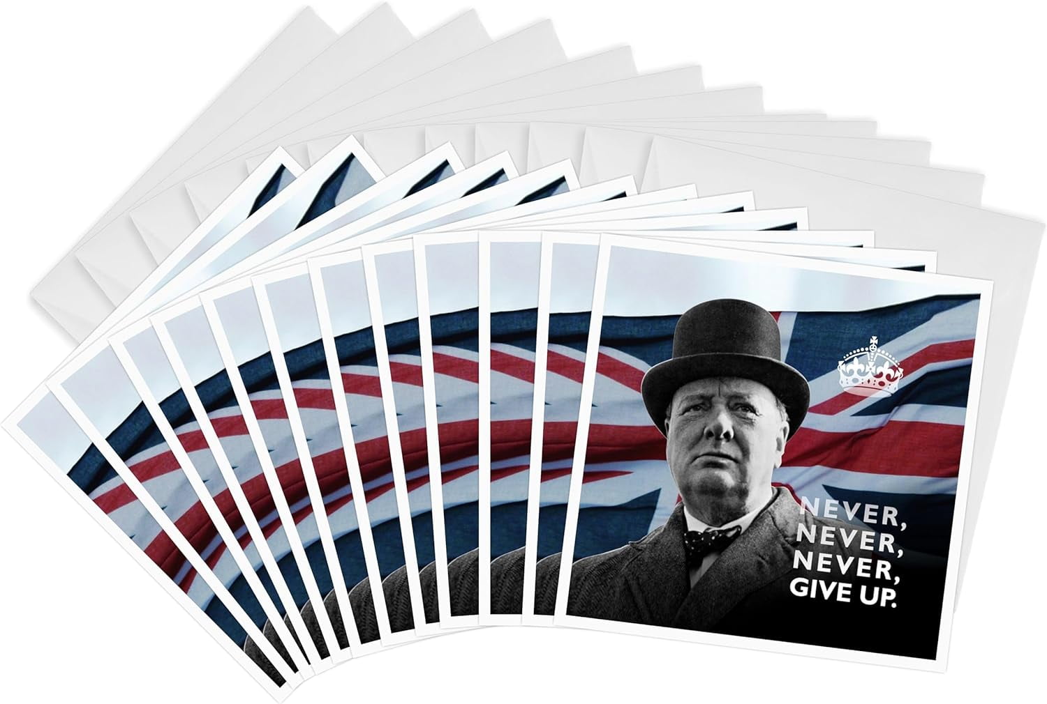 Greeting Cards - Winston Churchill- Never Give Up Quotation over Union ... Greeting Cards - Winston Churchill- Never Give Up Quotation over Union ...