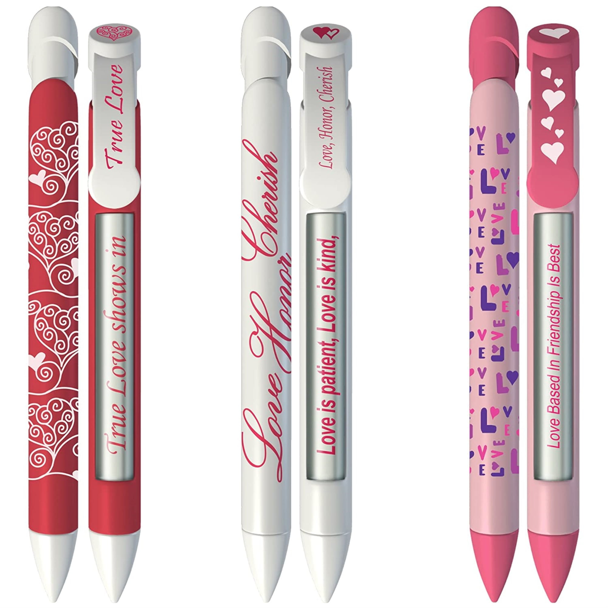 Greeting Pen Valentine's Day Pens- Love Rotating Message 6 Pen Set ...