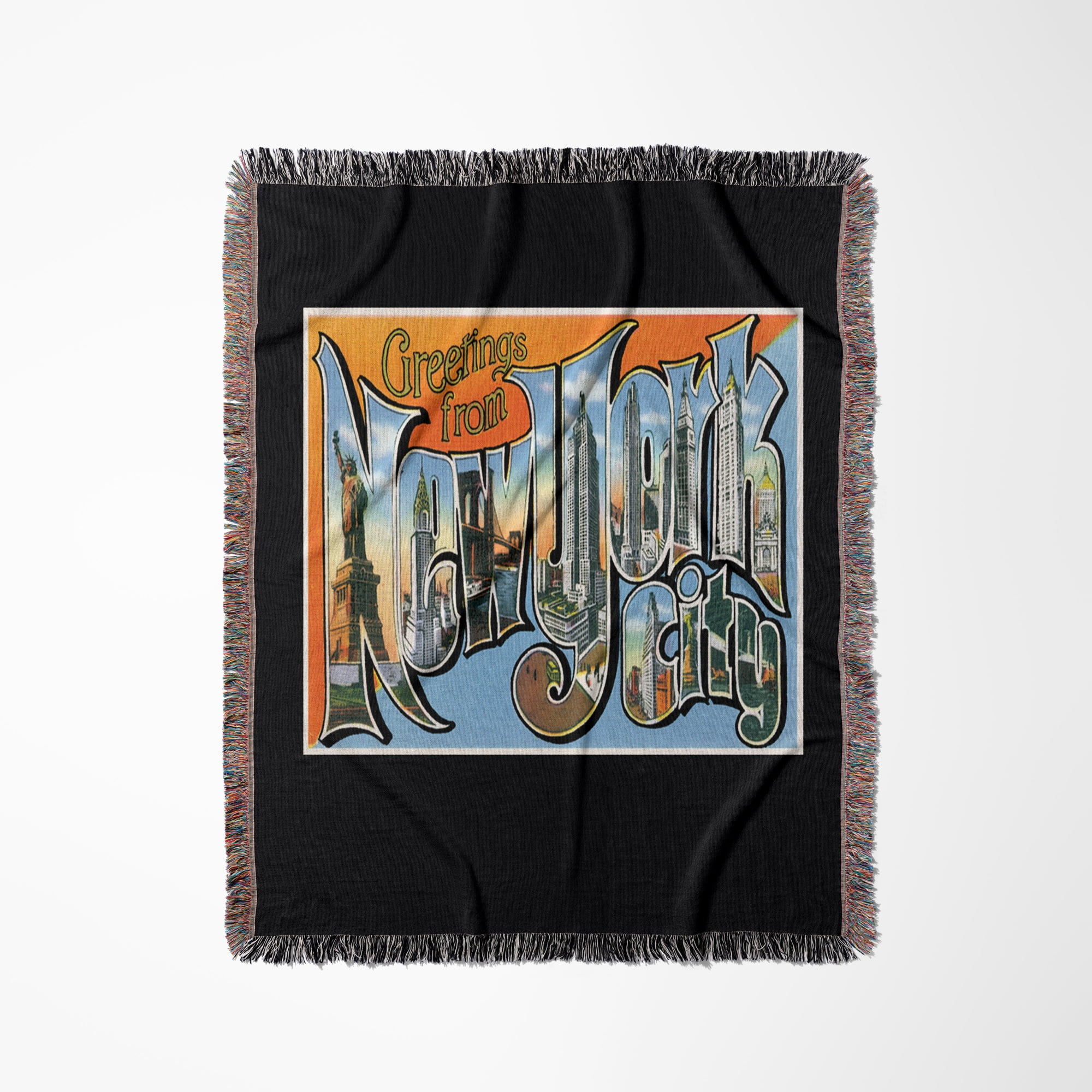 Greetings From New York City Scenic Postcard Reproduction, Woven ...