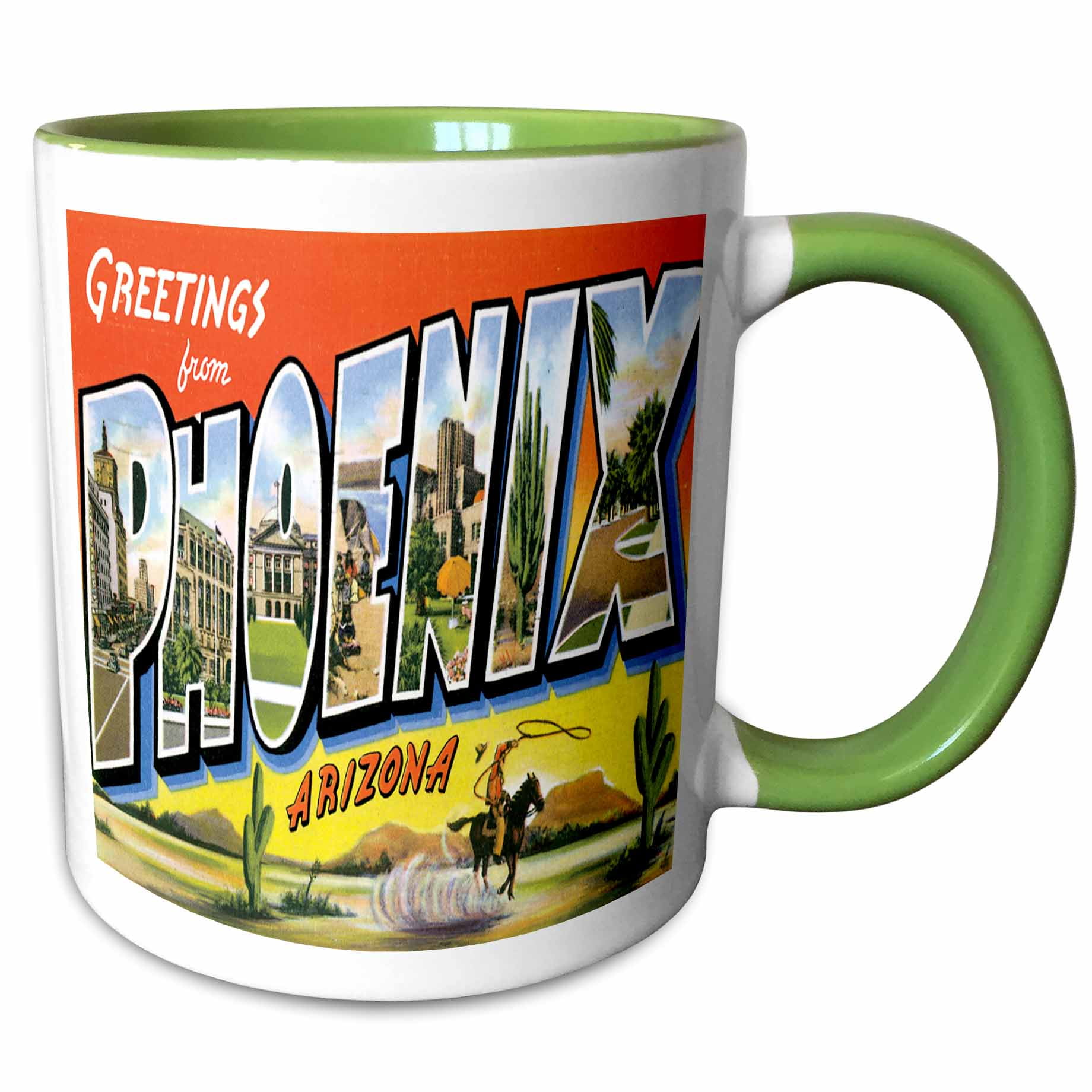 Greetings From Phoenix Arizona with Cowboy on a Horse with a Lasso and ...