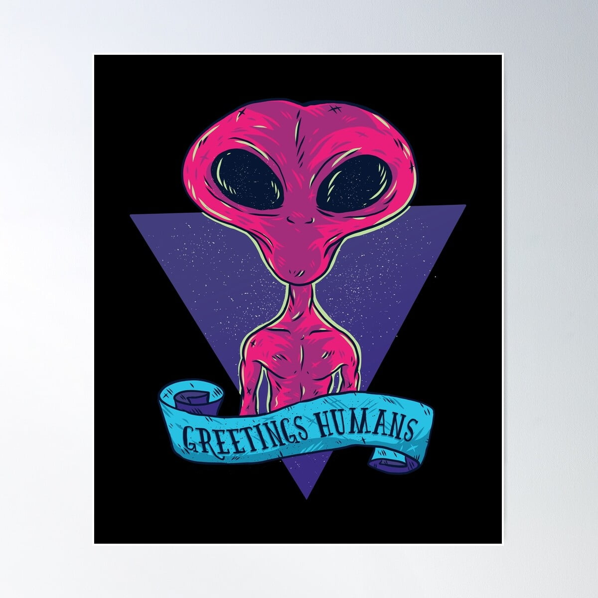 Greetings Human Alien Poster Wall Art, Modern Wall Decor For Living ...
