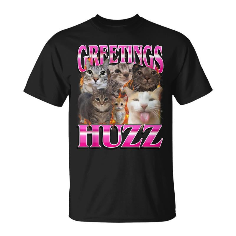Greetings Huzz Cat Meme Graphic Women TShirt - Walmart.com