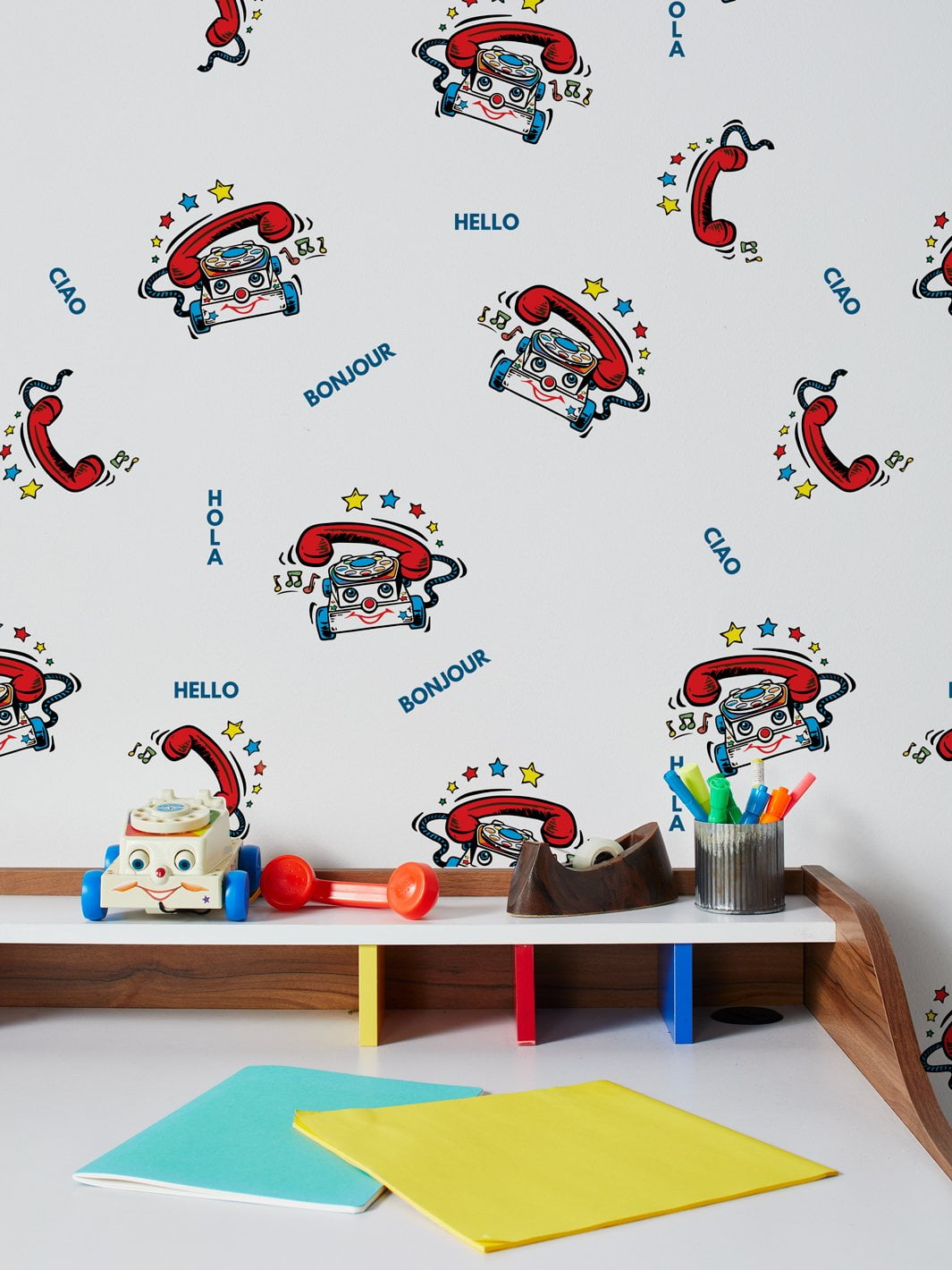 Greetings and Chatter Removable Vinyl Wallpaper By Fisher-Price - White ...