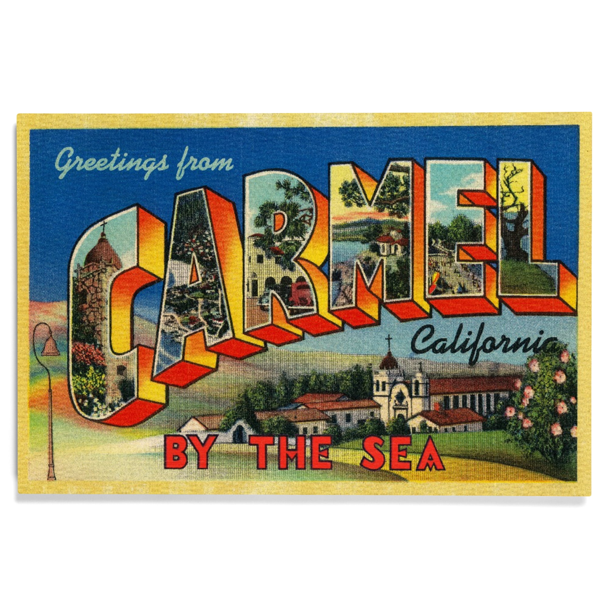 Greetings from Carmel-by-the-Sea, California Birch Wood Wall Sign ...