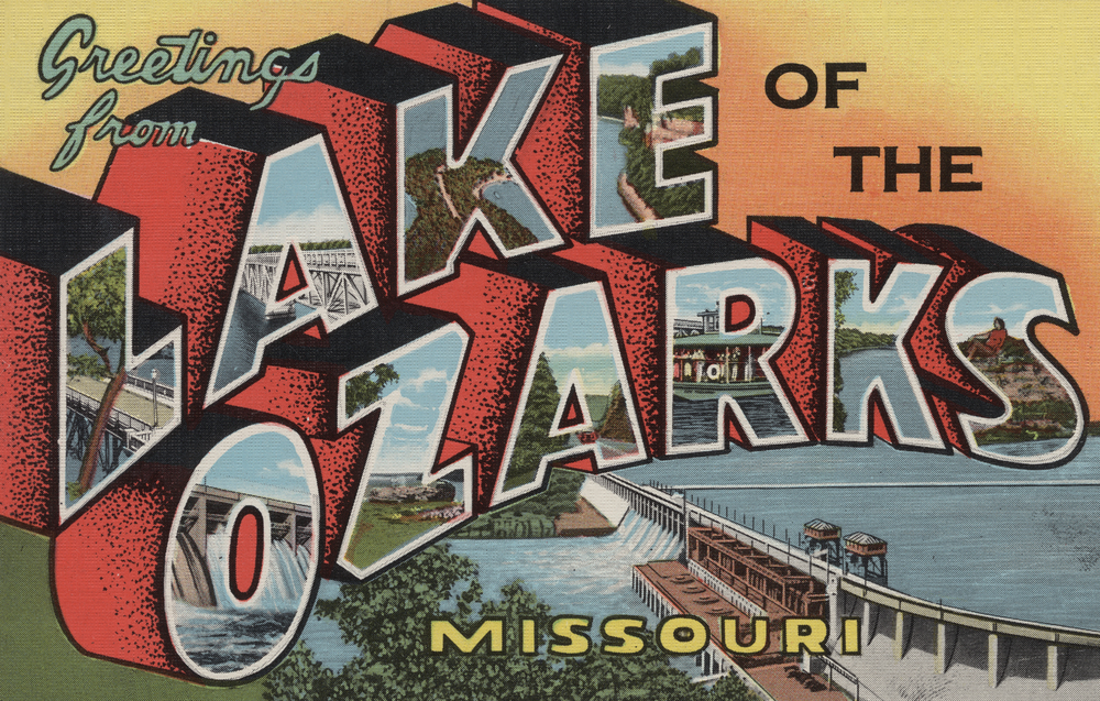 Greetings from Lake of the Ozarks, MO, Vintage Halftone (16x24 Giclee ...