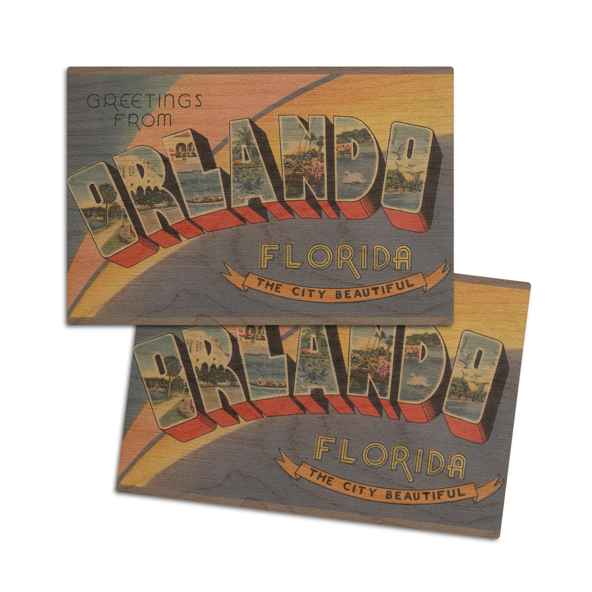 Greetings from Orlando, Florida (4x6 Birch Wood Postcards, 2-Pack ...