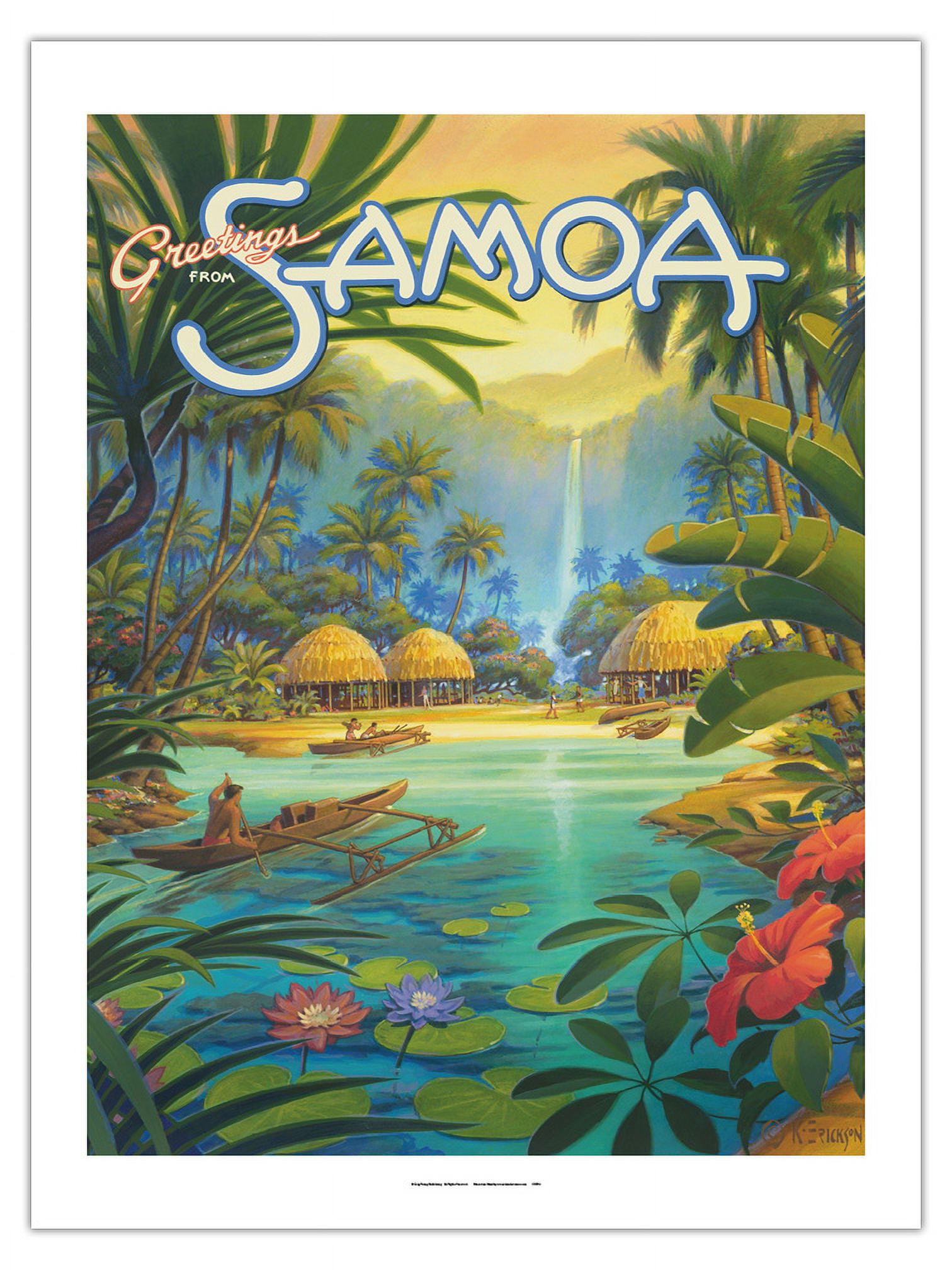 Greetings from Samoa - Samoan Islands - Vintage Travel Poster by Kerne ...