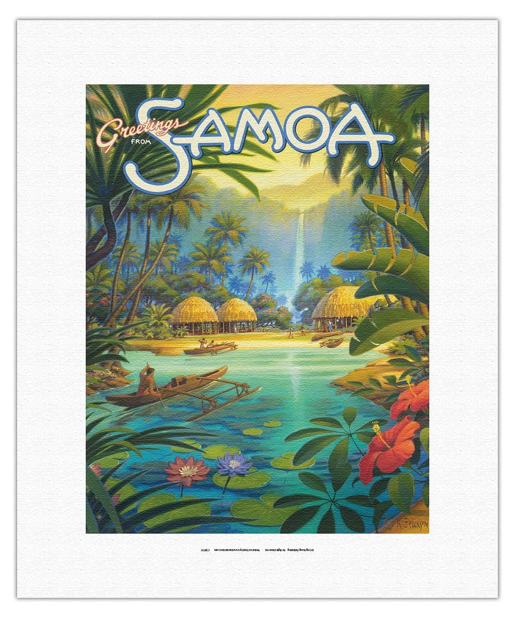 Greetings from Samoa - Samoan Islands - Vintage Travel Poster by Kerne ...