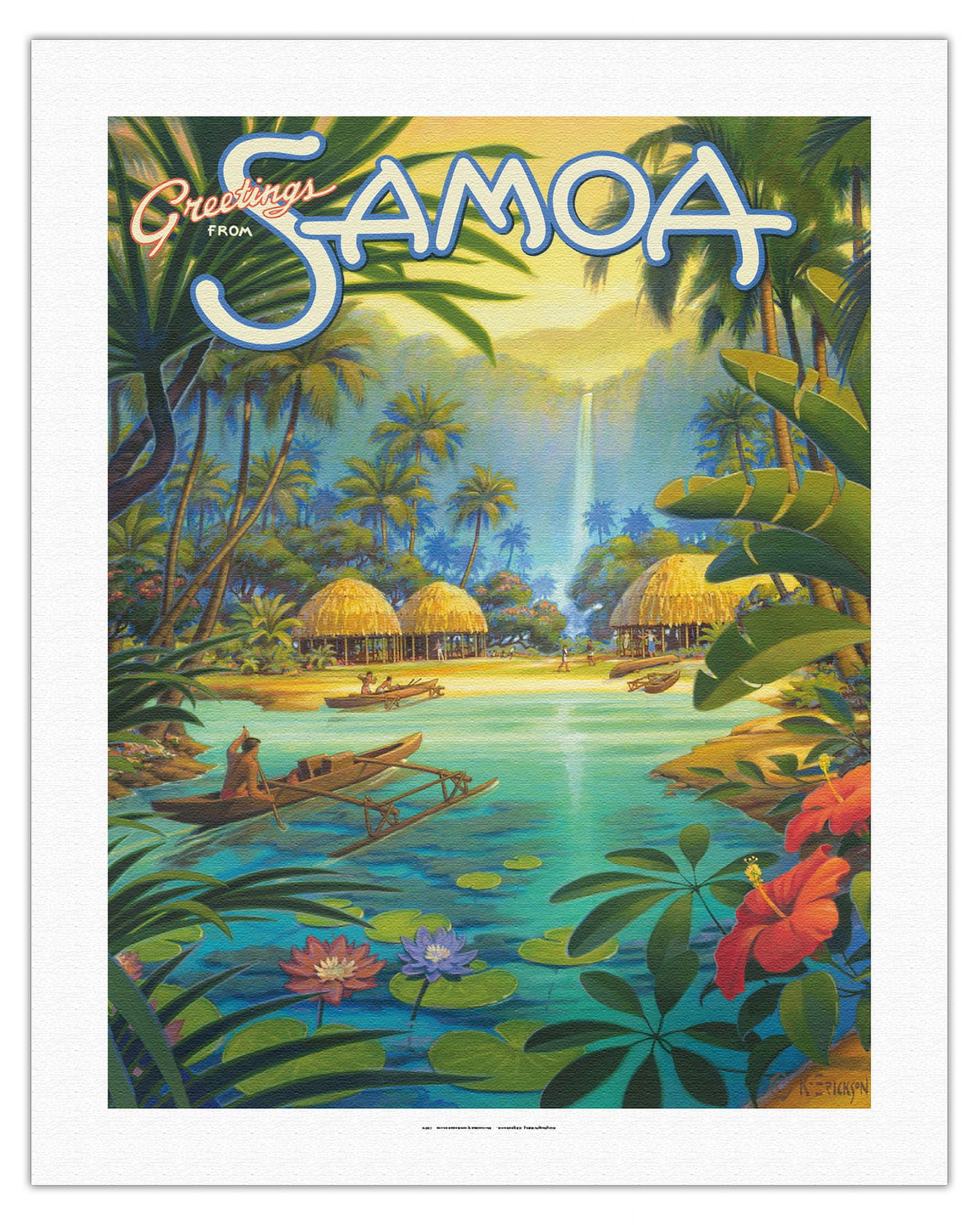 Greetings from Samoa - Samoan Islands - Vintage Travel Poster by Kerne ...