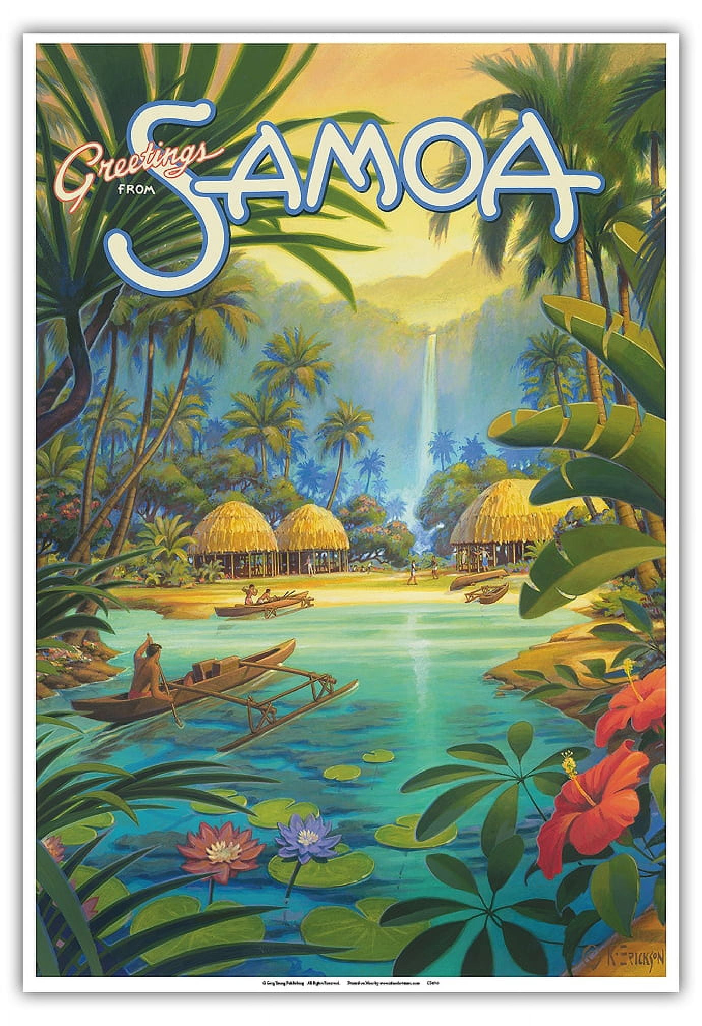 Greetings from Samoa - Samoan Islands - Vintage Travel Poster by Kerne ...