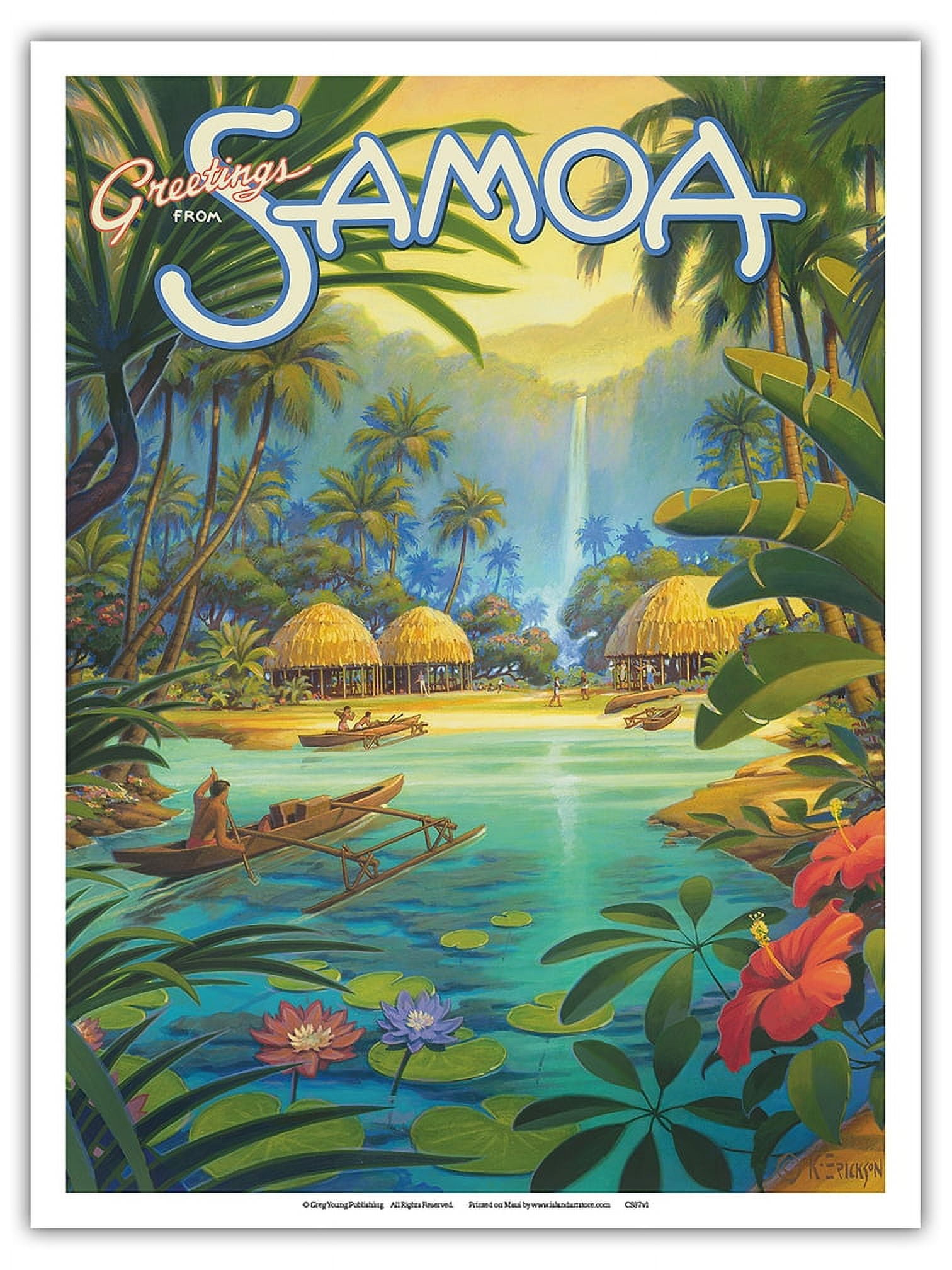 Greetings from Samoa - Samoan Islands - Vintage Travel Poster by Kerne ...