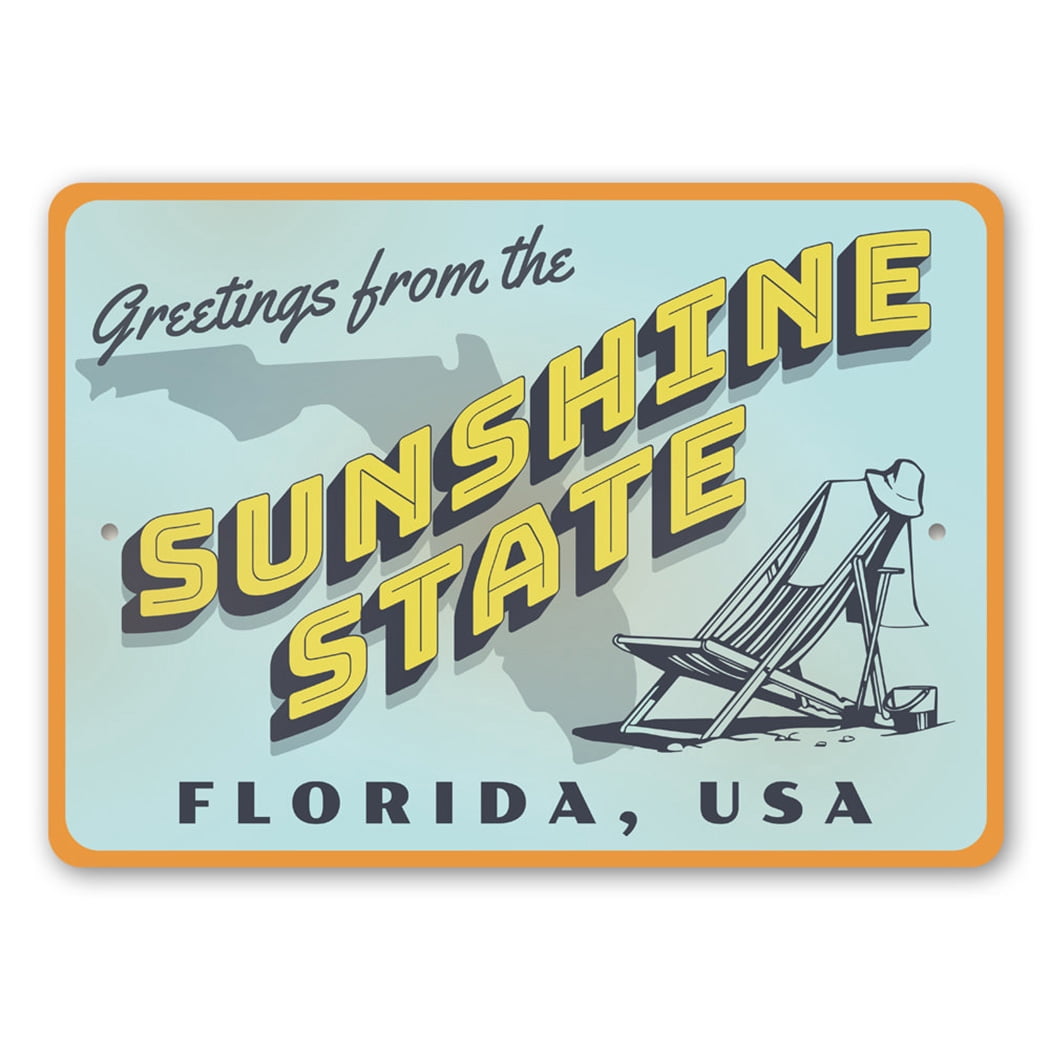 Greetings from the Sunshine State Florida Beach House Novelty Sign ...