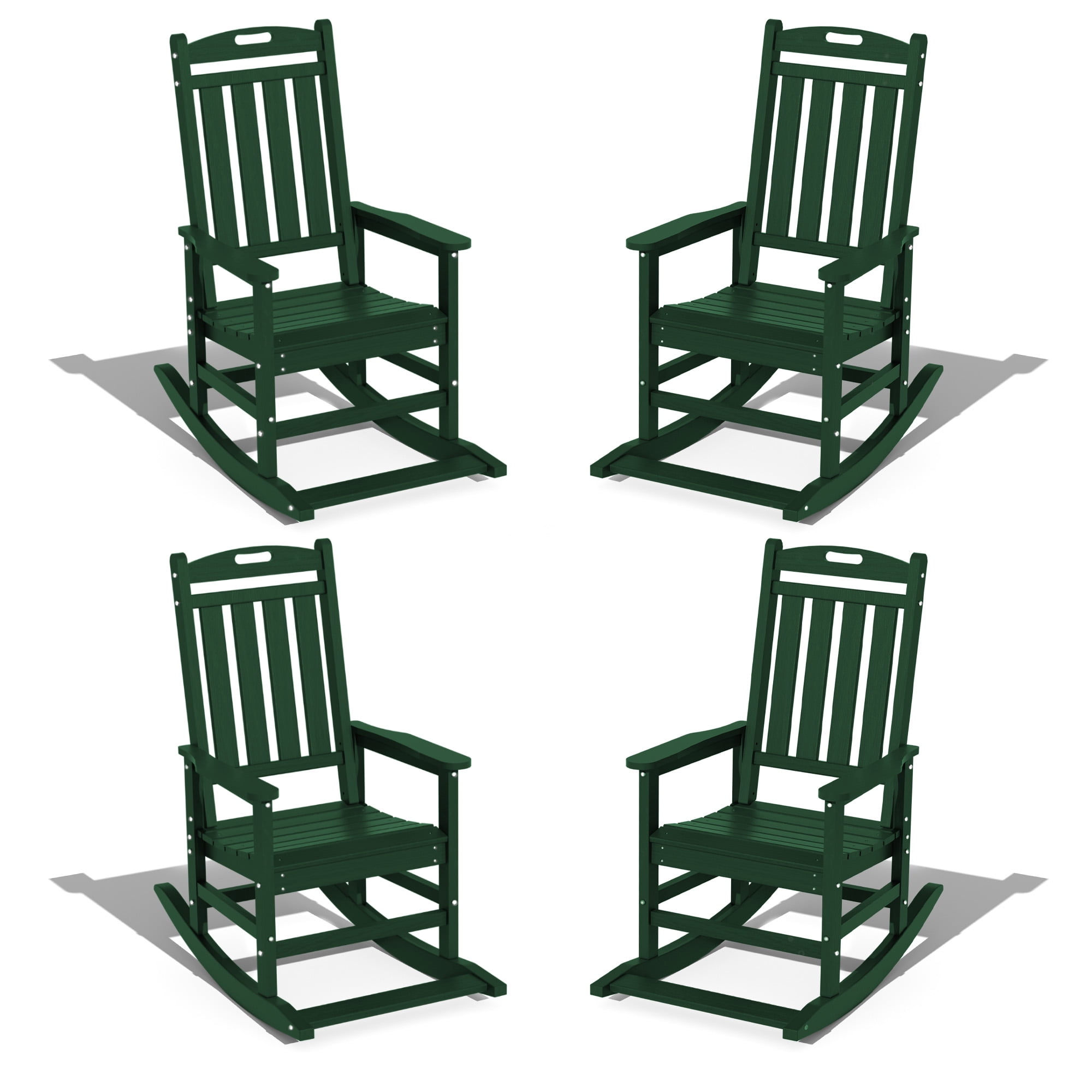 Greforg Outdoor Oversized Patio Rocking Chair Set of 4, HDPE Weather ...