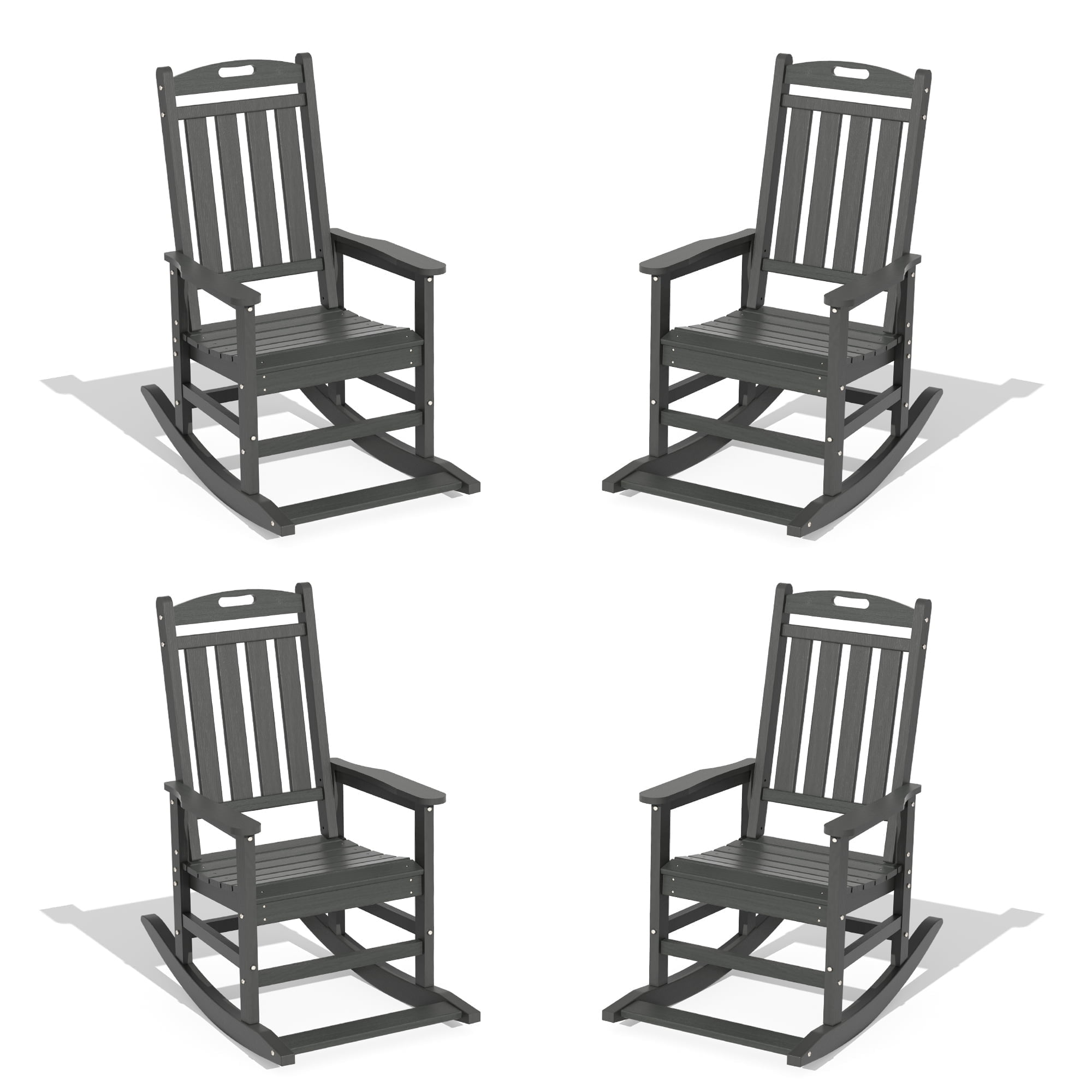Greforg Outdoor Oversized Patio Rocking Chair Set of 4, HDPE Weather ...