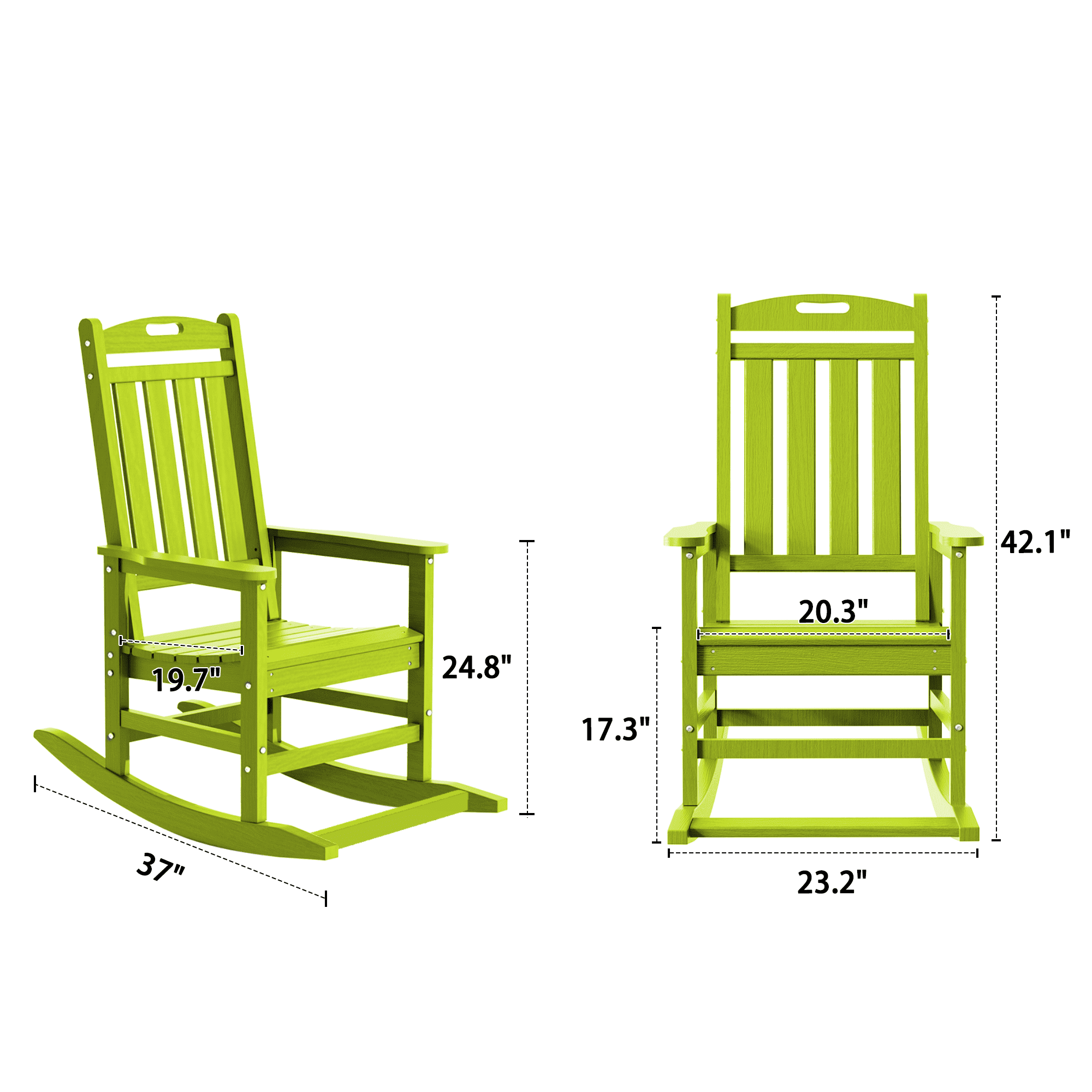 Grefrog Outdoor Oversized Patio Rocking Chair Set of 4, HDPE Weather ...