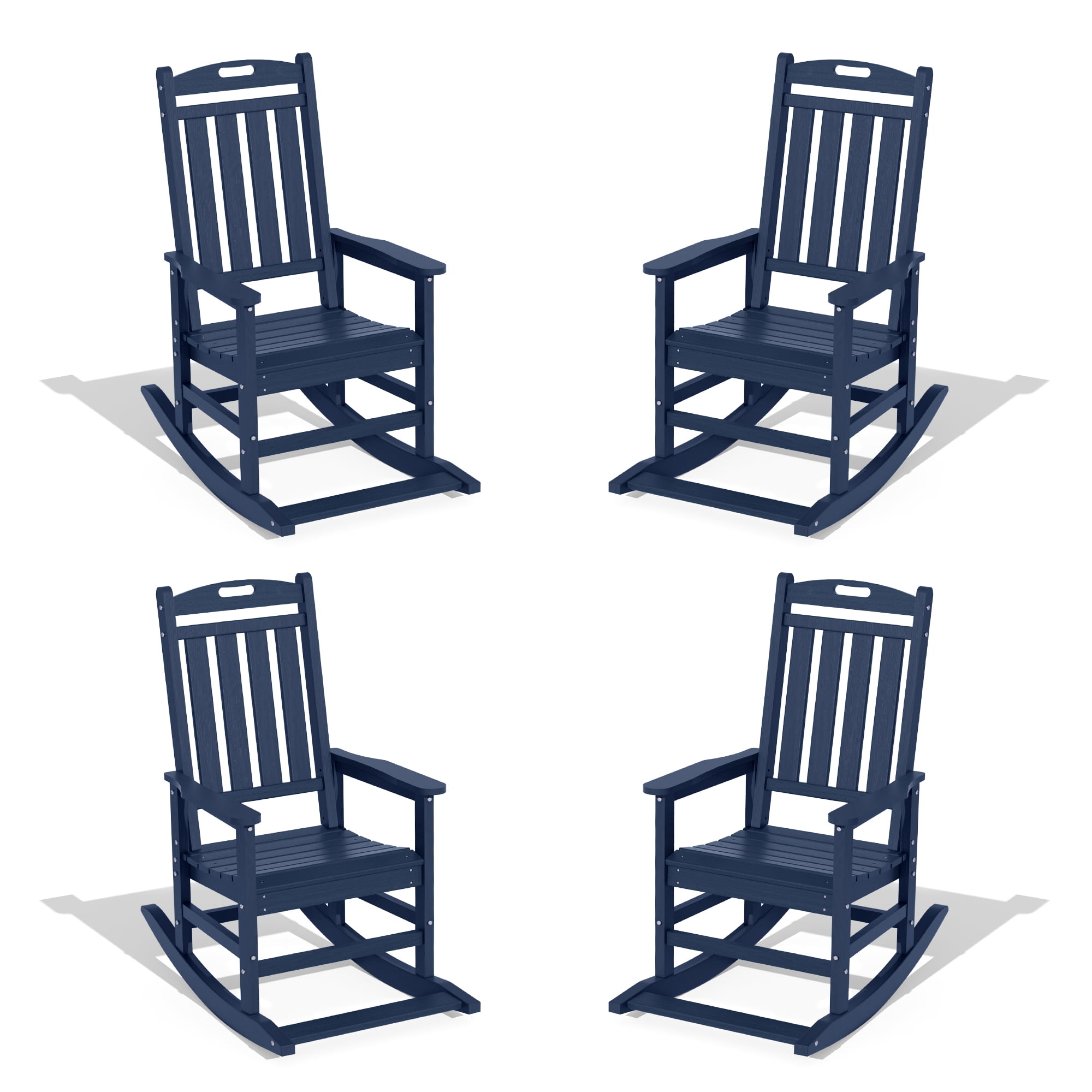 Grefrog Outdoor Oversized Patio Rocking Chair Set of 4, HDPE Weather ...