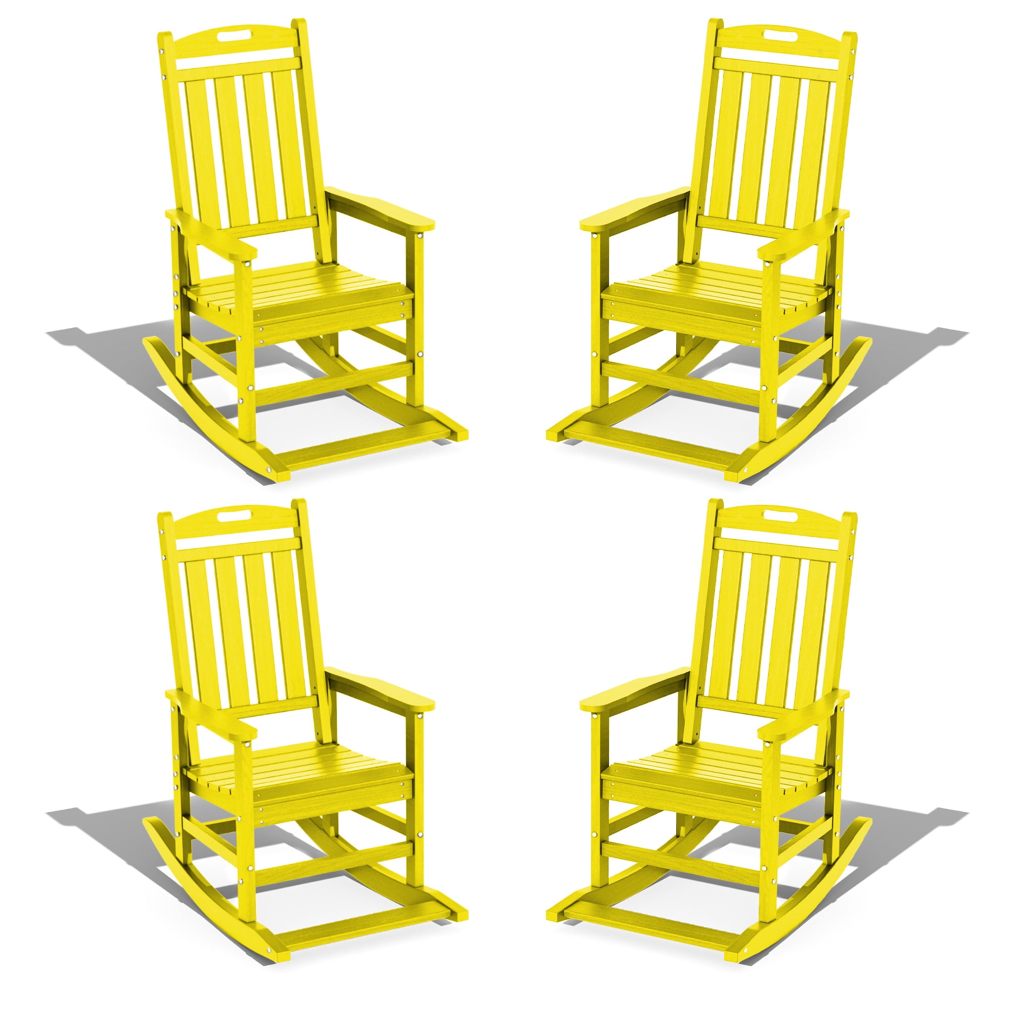 Greforg Outdoor Oversized Patio Rocking Chair Set of 4, HDPE Weather ...