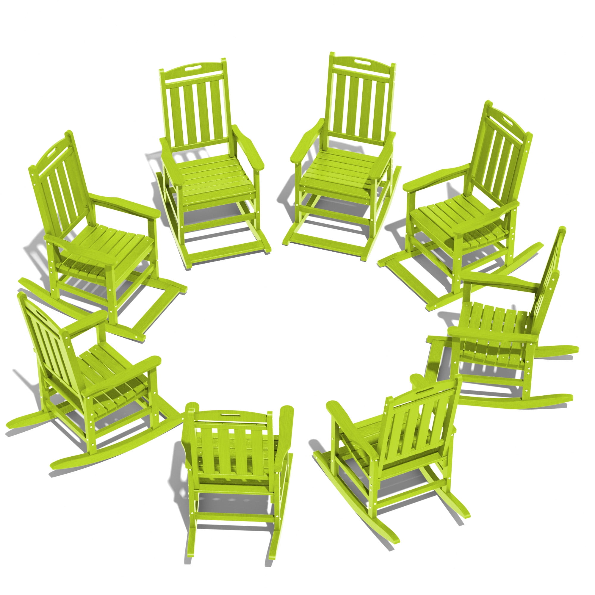 Greforg Outdoor Oversized Patio Rocking Chair Set of 8, HDPE Weather ...