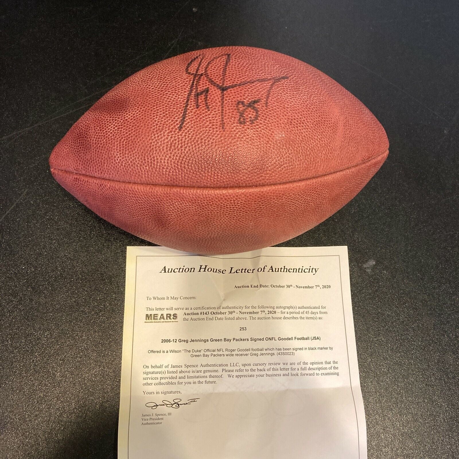Greg Jennings Signed Autographed Wilson NFL Game Football JSA COA ...
