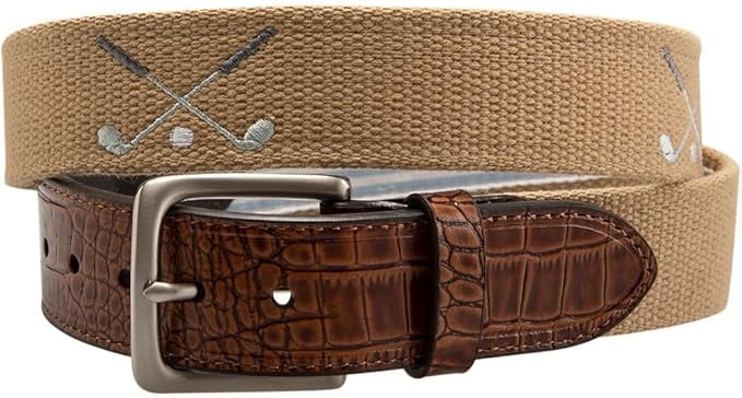 Greg Norman Mens Crossed Clubs Webbed Golf Belt (Khaki, 40) - Walmart.com