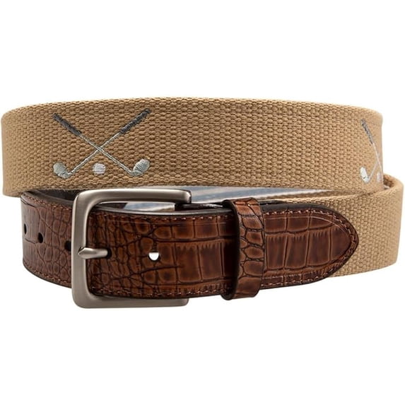Greg Norman Mens Crossed Clubs Webbed Golf Belt (Khaki, 40) - Walmart.com