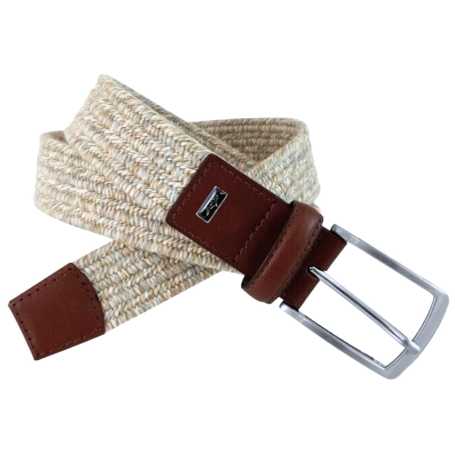 Greg Norman Mens Heather Braided Perform Stretch Golf Belt (Khaki/Cream ...