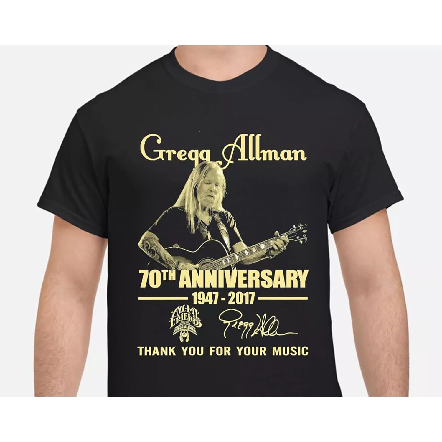 Gregg Allman 70th Signature Anniversary Tee Black Unisex - Walmart.com