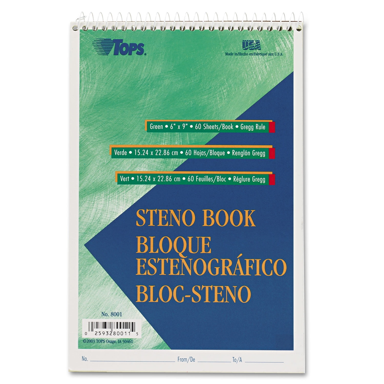 Gregg Steno Pads, Gregg Rule, 60 Green-Tint 6 X 9 Sheets | Bundle of 10 ...