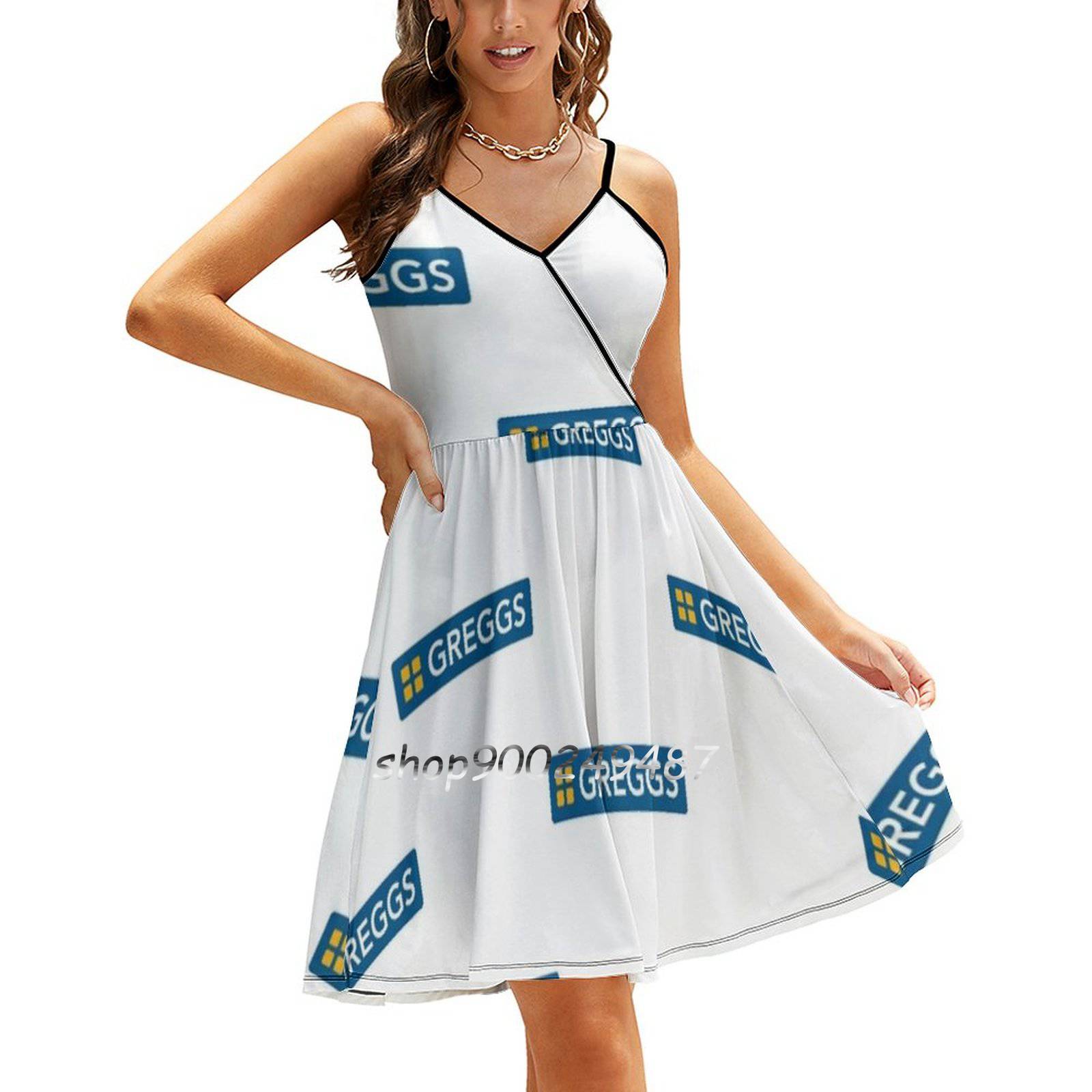 Greggs Logo Sweetheart Knot Flared Dress Fashion Design Large Size ...