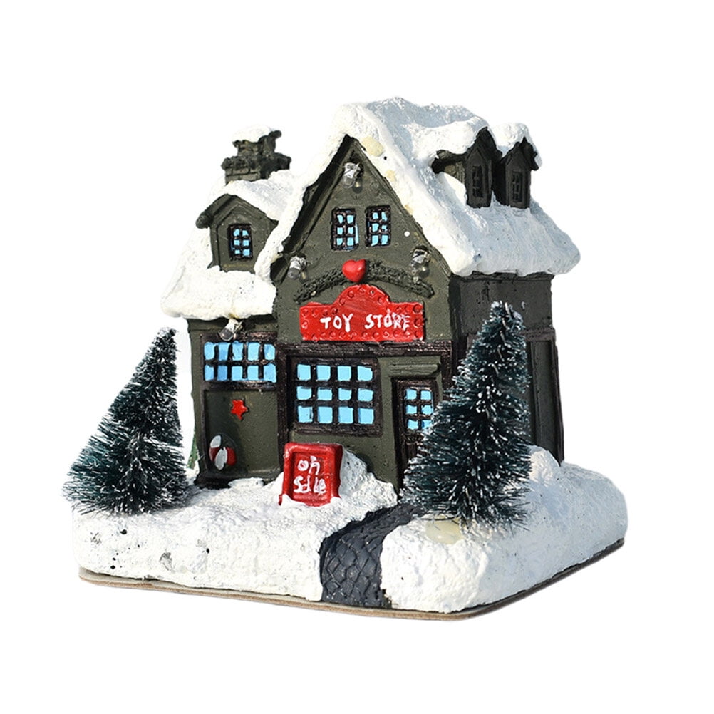 Gregiular LED Resin Lighted Christmas Snow Village House Model ...